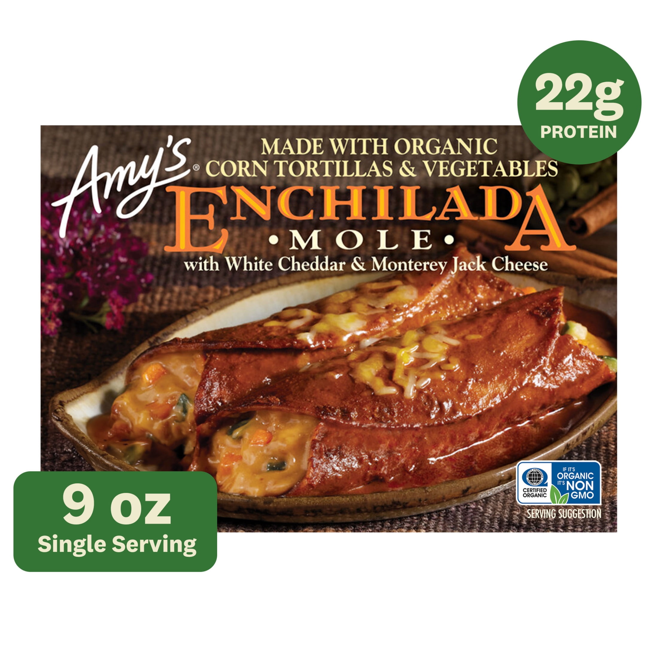 Amy's Frozen Meals, Mole Enchilada, Gluten Free Microwave Meals, 9 oz ...