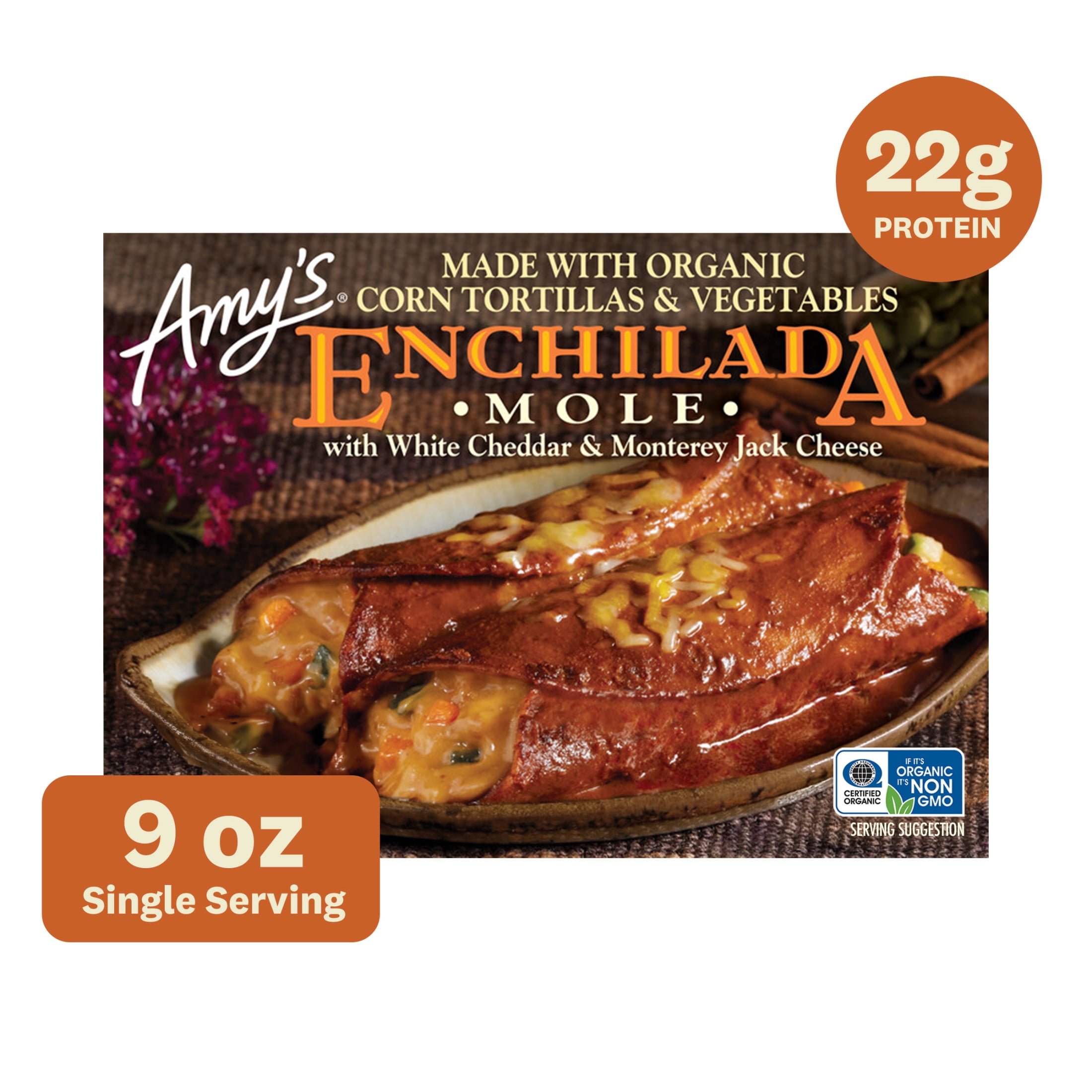 Amy's Frozen Meals, Mole Enchilada, Gluten Free Microwave Meals, 9 oz ...