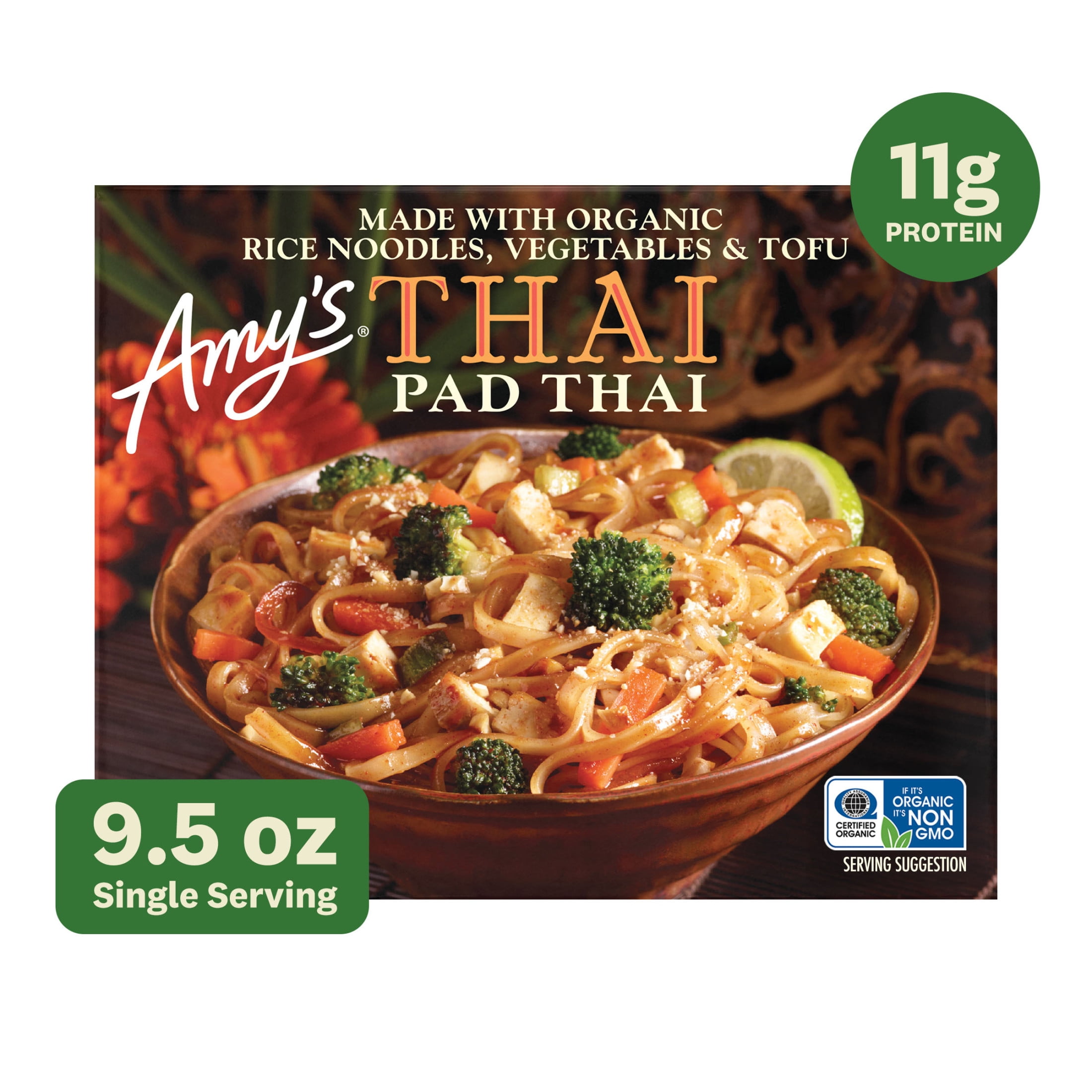 Amy's Frozen Meals, Pad Thai, Gluten Free Microwave Meals, 9.5 oz ...