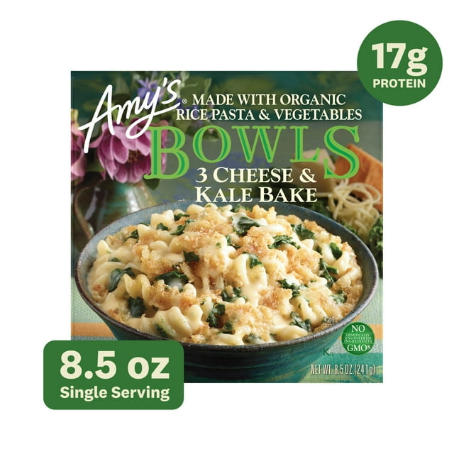 Amy's Frozen Meals, Three Cheese Kale Bake Bowl, Microwave Meals, 8.5 ...