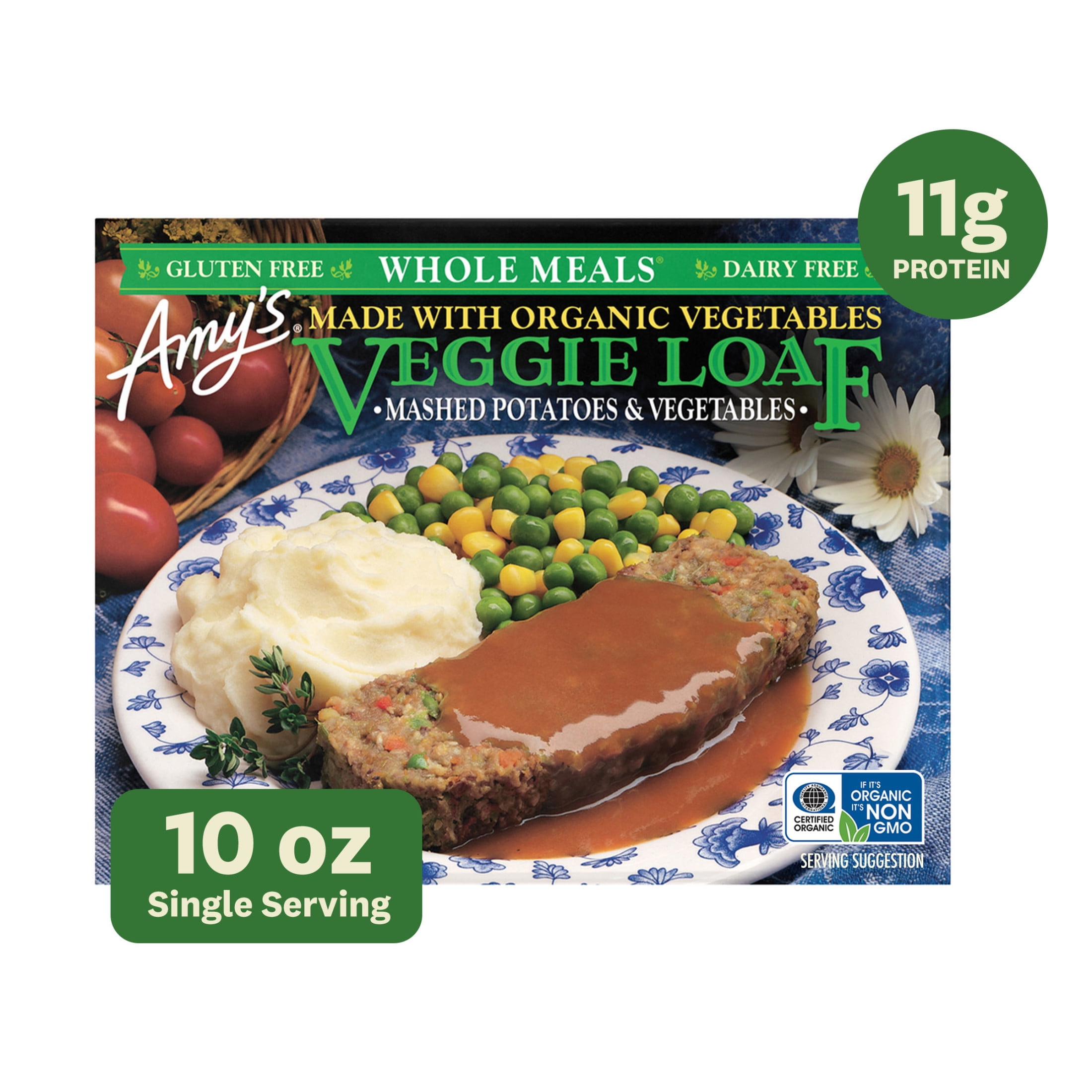 Amy's Frozen Meals, Veggie Loaf Whole Meal, Microwave Meals, 10 oz - Walmart.com