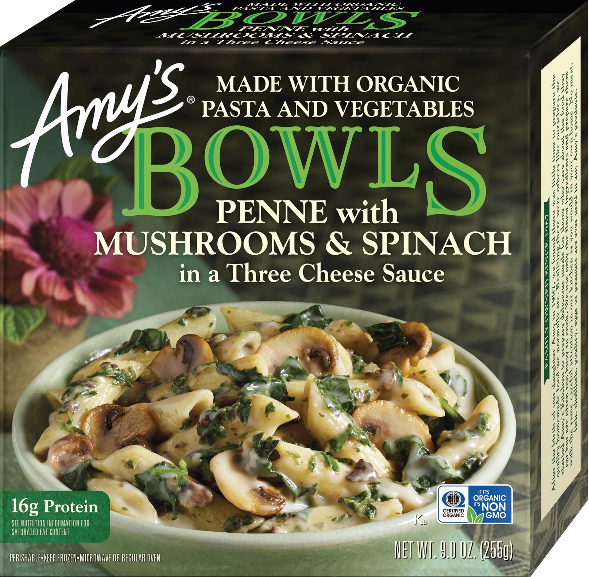 Amy's Kitchen Frozen Meals, Mushroom Spinach Penne Bowl, Microwave ... Amy's Kitchen Frozen Meals, Mushroom Spinach Penne Bowl, Microwave ...