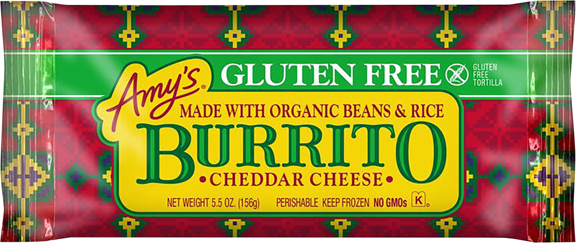 Amy's Kitchen Gluten Free Cheddar Cheese Burrito, 5.5 oz Pouch (Frozen ...