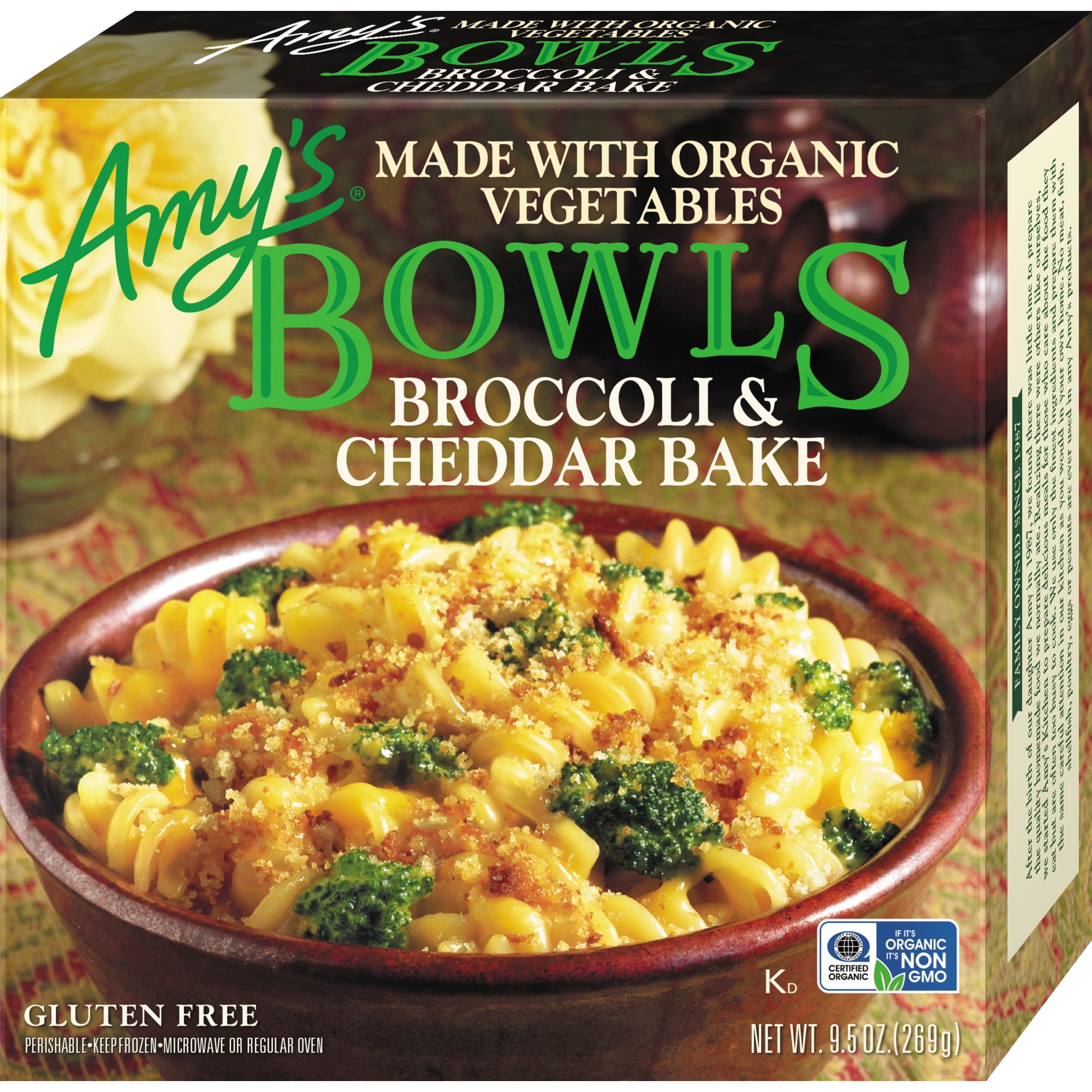 Amy's Kitchen Frozen Meals, Broccoli & Cheddar Bowl, Microwave Meals, 9 ...