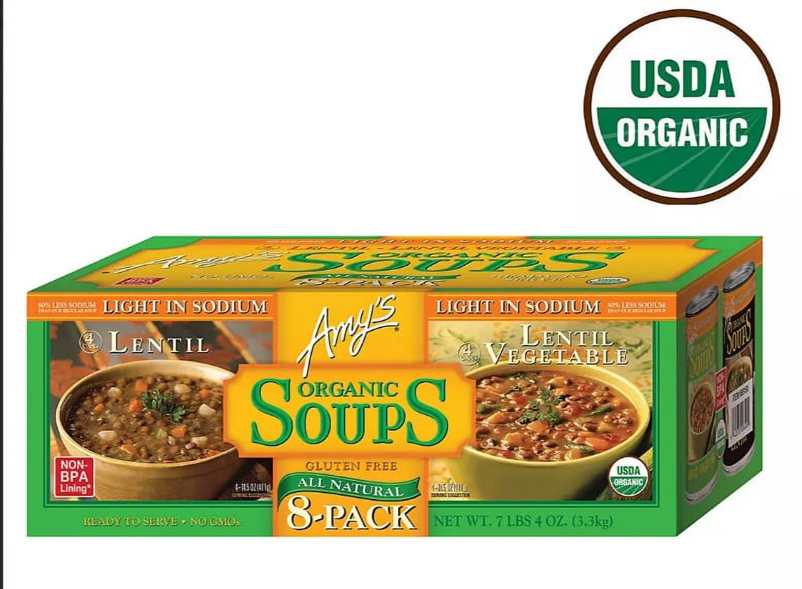 Amy's Organic Lentil & Vegetables Soups, 8 pk./14.5 oz., Vegan, Gluten ...