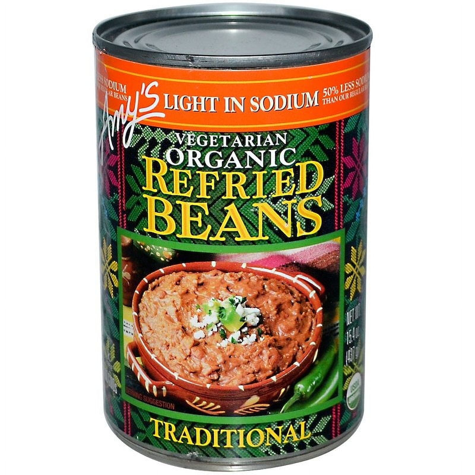 Amy S Organic Refried Beans Traditional Light In Sodium 15 4 Oz Pack Of