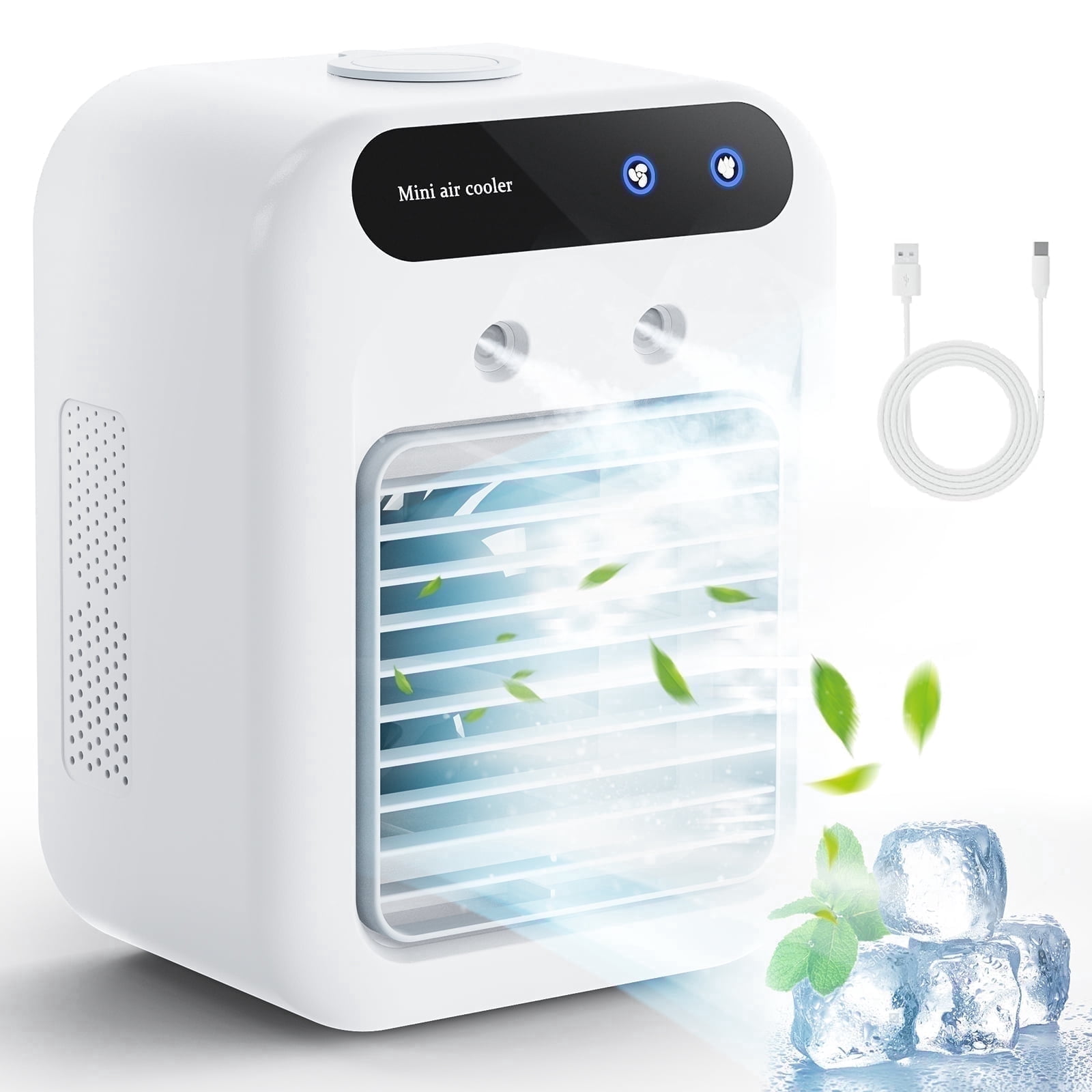 Portable Cooling Fan,USB-C Rechargeable | 25dB Quiet, 3 Speeds & Mist ...