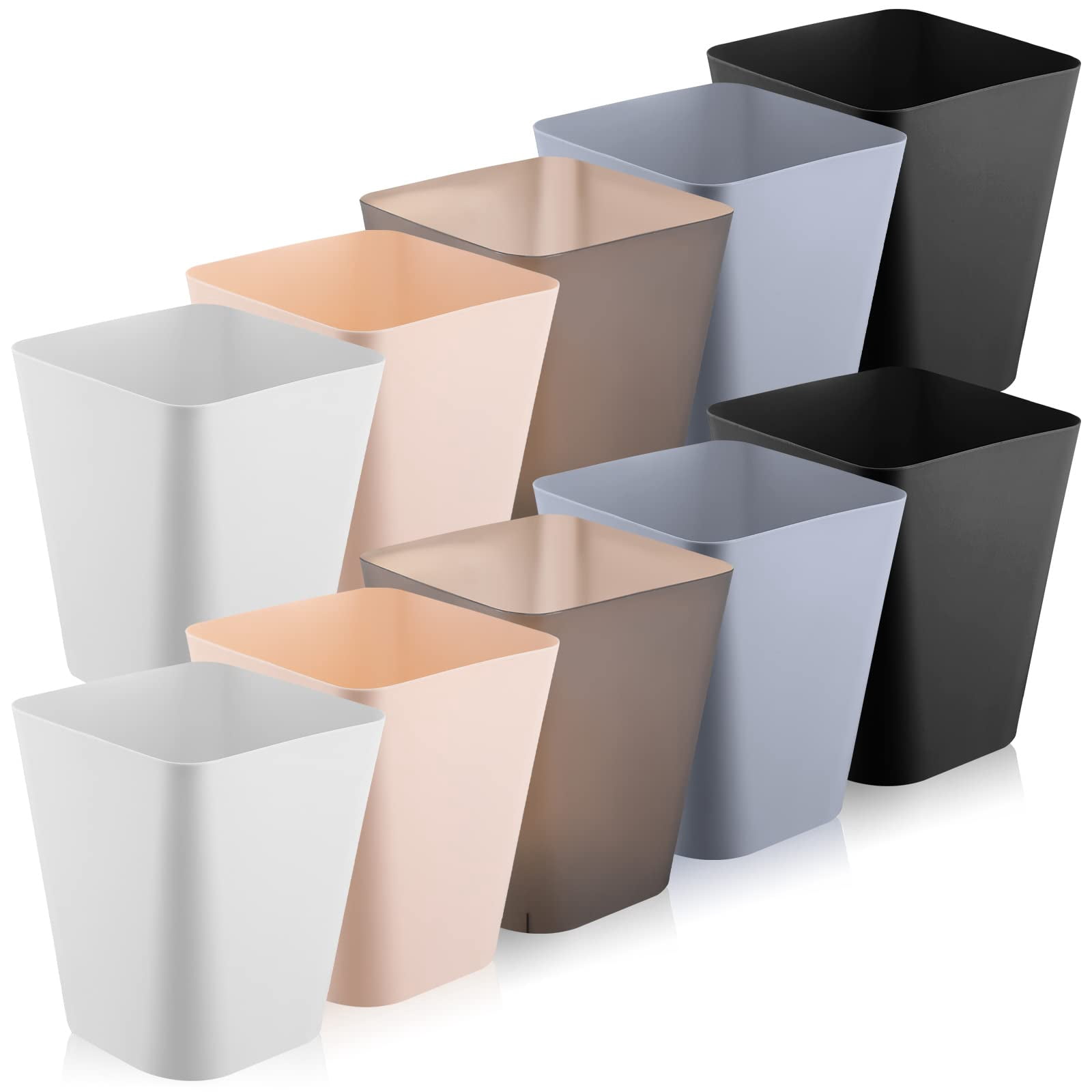 Amyhill 10 Pcs Square Plastic Trash Can Wastebasket Small Garbage Can ...