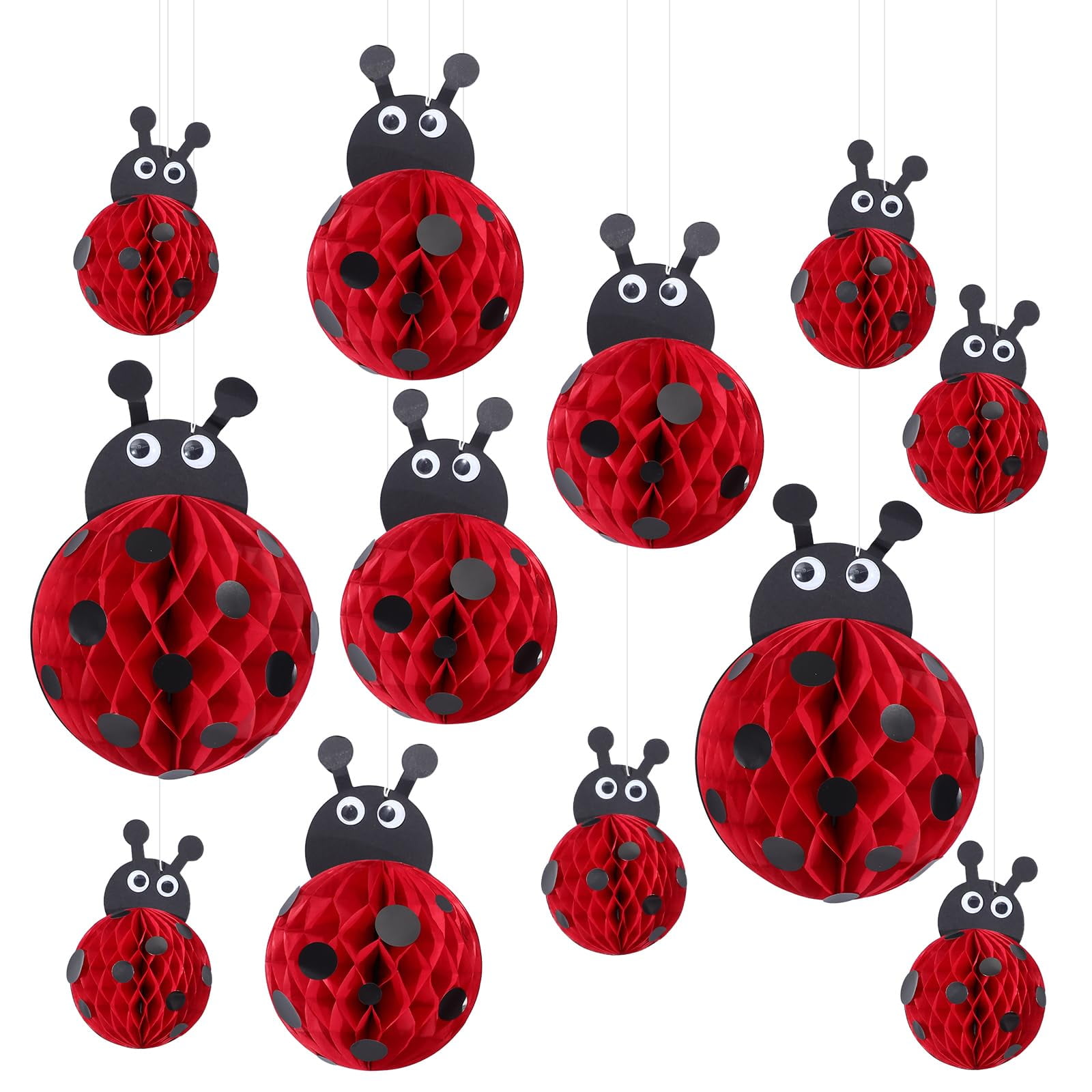 Amyhill 12 Pcs Large Ladybug Birthday Party Decorations Hanging 3D ...
