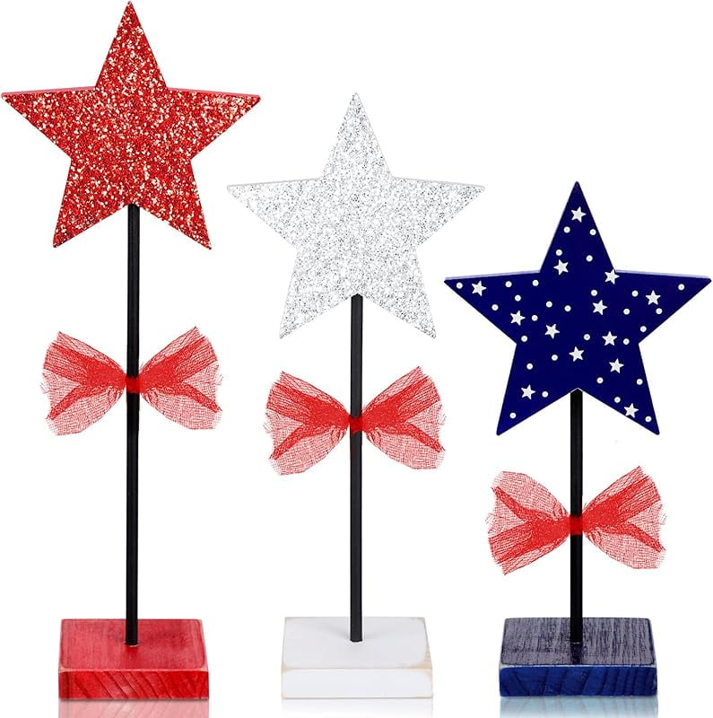 Amyhill 3 Pcs 4th of July Stars Decoration Patriotic Centerpieces ...