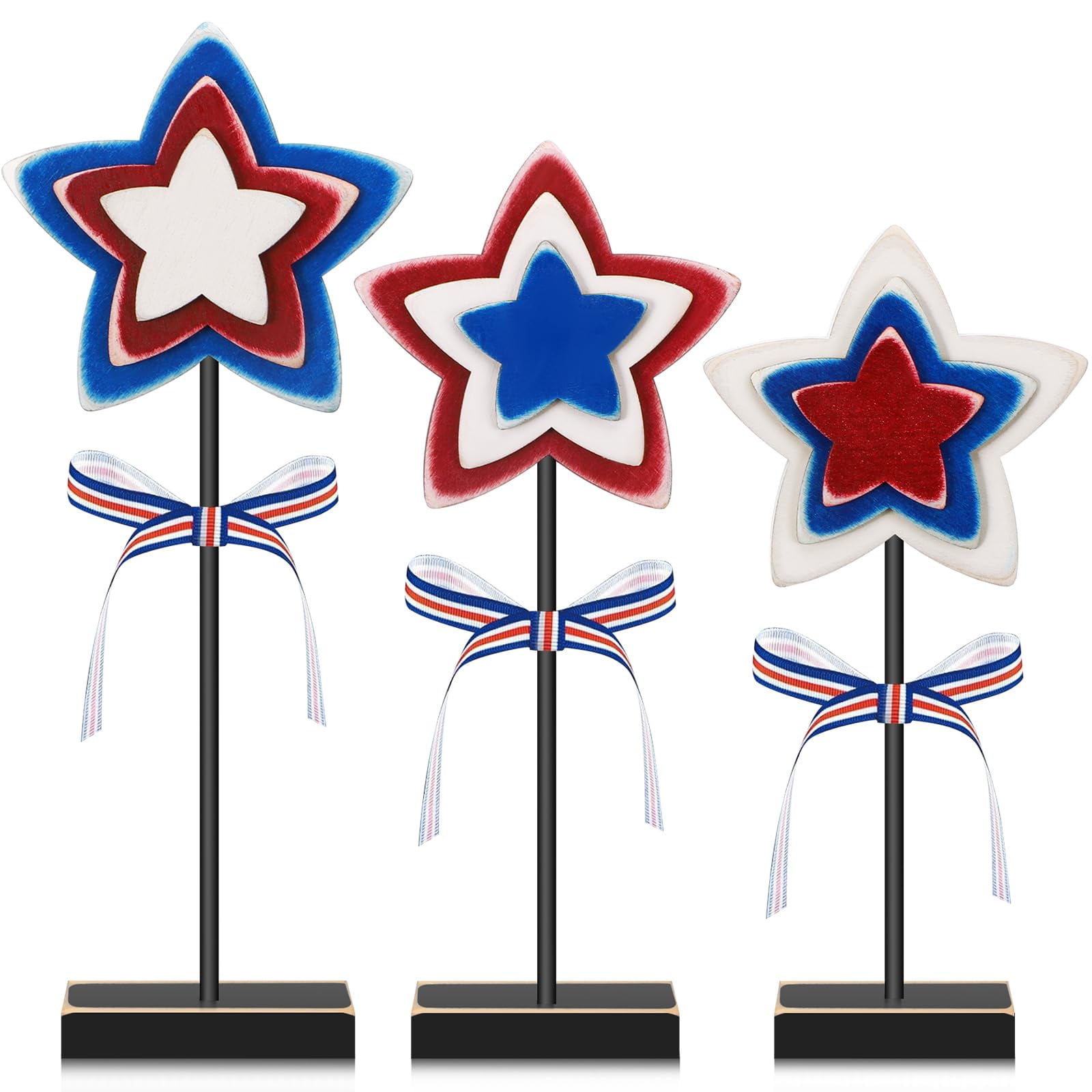 Amyhill 3 Pcs 4th of July Stars Decoration Patriotic Table Centerpieces ...