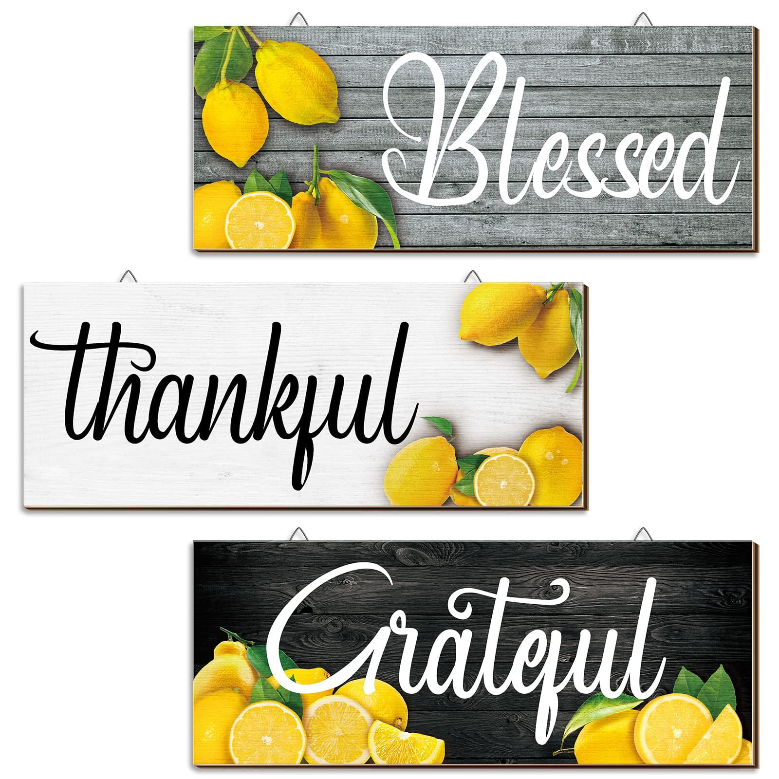 Amyhill 3 Pieces Lemon Wall Decor ATT1Grateful Thankful Blessed Art ...