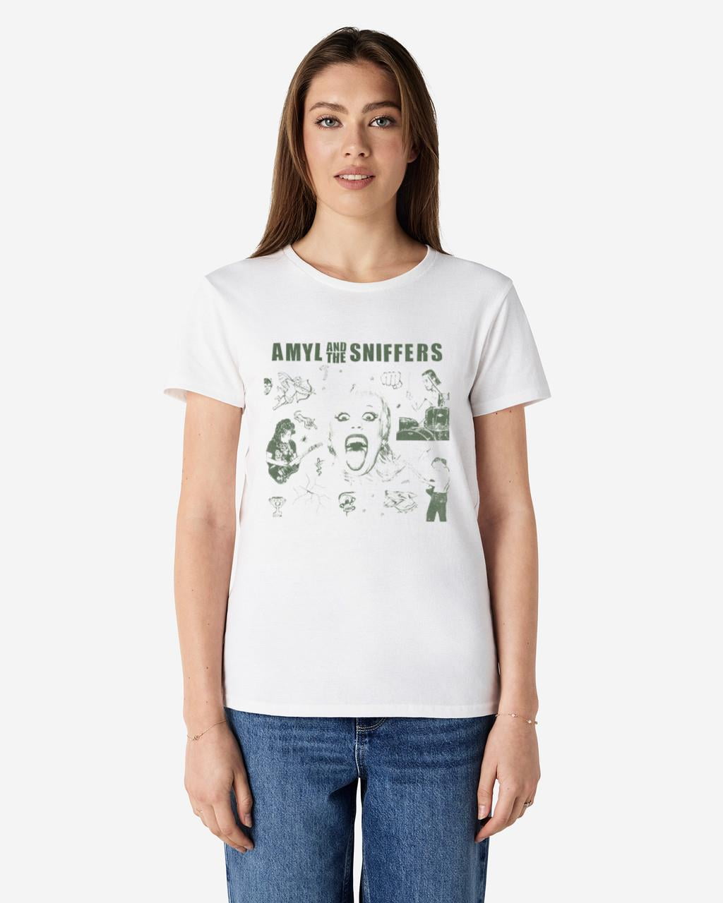 Amyl and The Sniffers Classic White Tee Unisex Short Sleeve Cotton ...