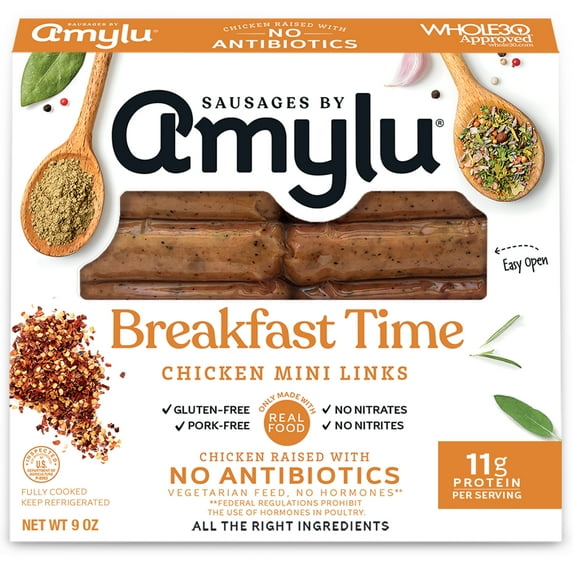 Amylu Breakfast Time Chicken Mini Links Fully Cooked Protein Snack ...
