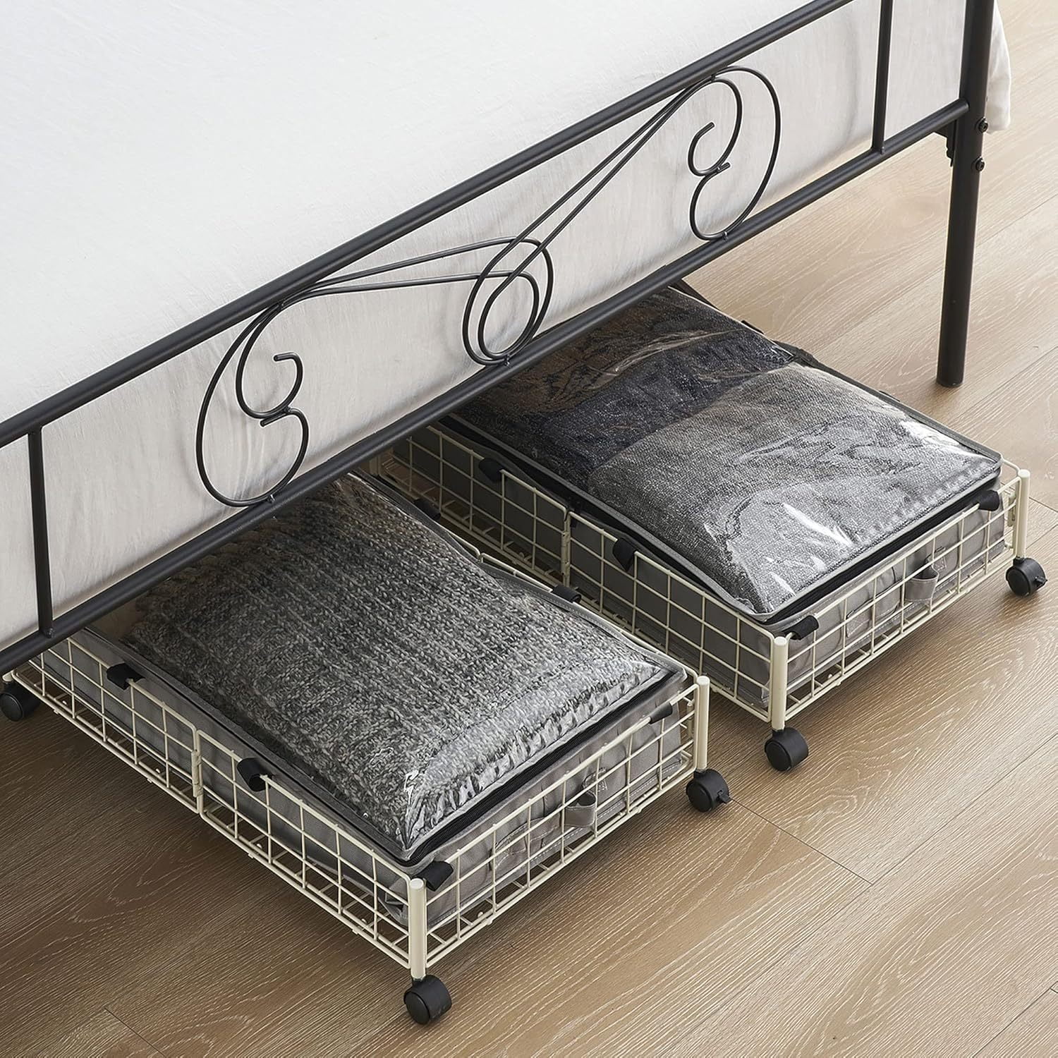 Amyove 2PCS Under Bed Storage with Wheels Rolling Under Bed Storage ...