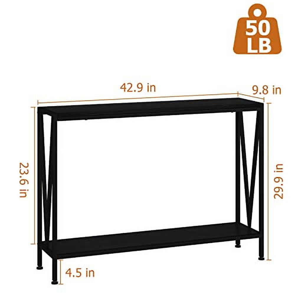 Amyove Black Console Table, 42.9" Black Entryway Table, Industrial 2 ...