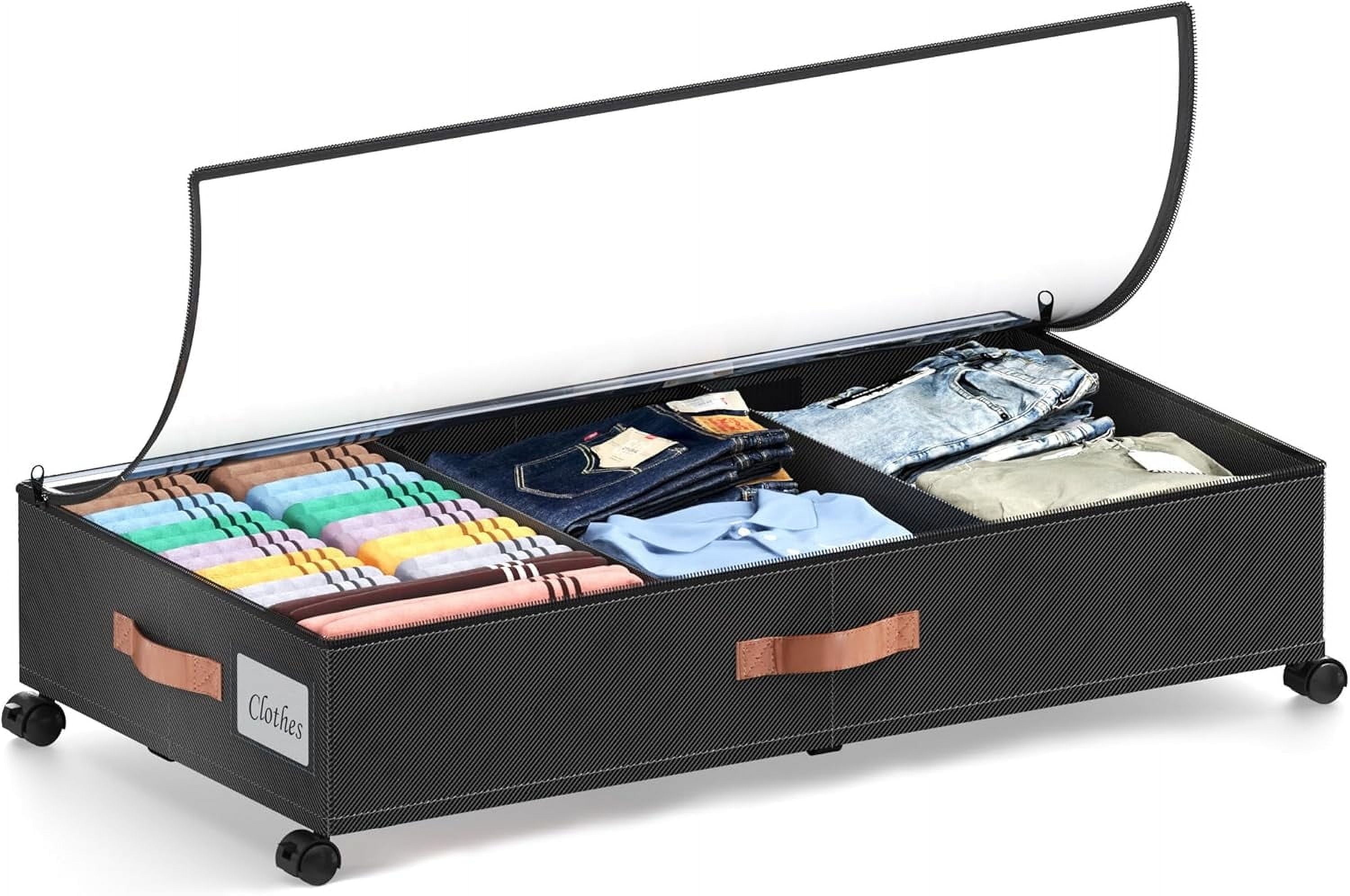 AmzDoer Large Under Bed Storage with Wheels, Under Bed Storage ...