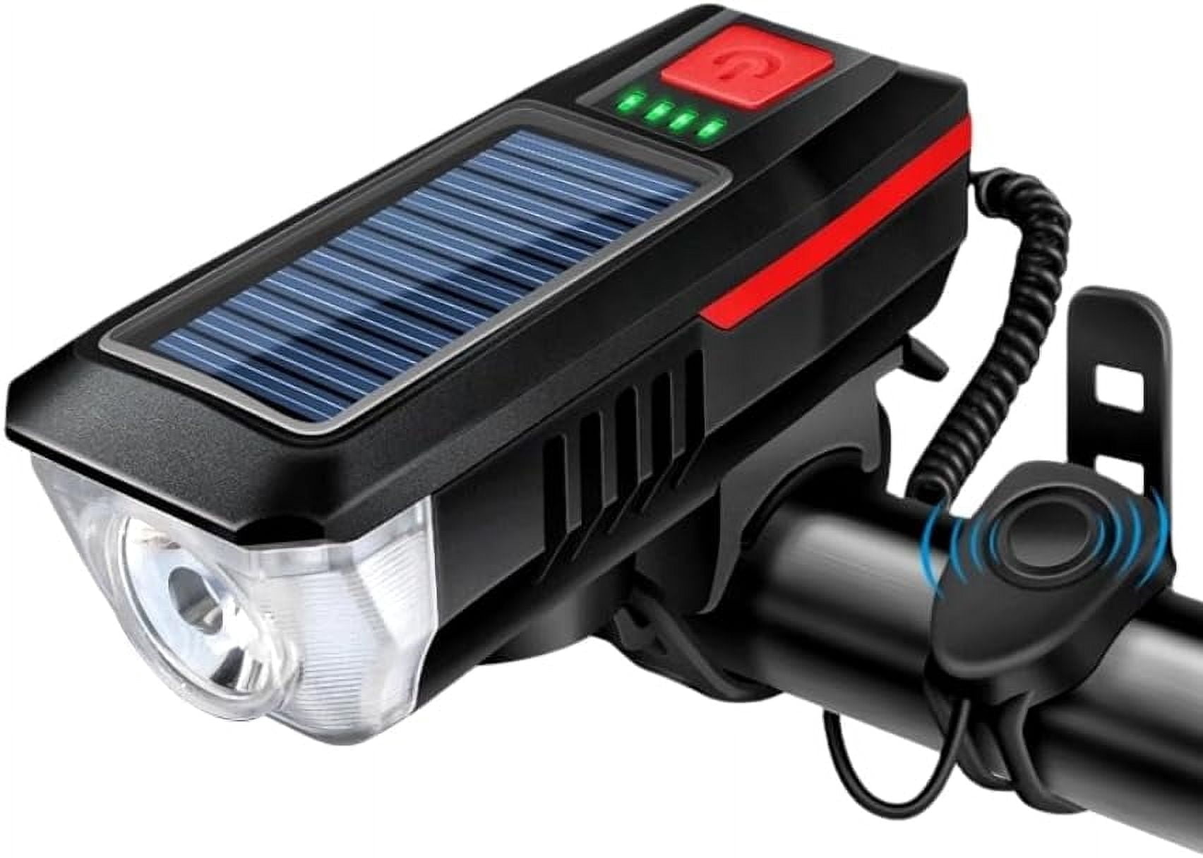 AmzDoer Rechargeable Solar Bike Lights, Night Ultra Bright Bicycle ...