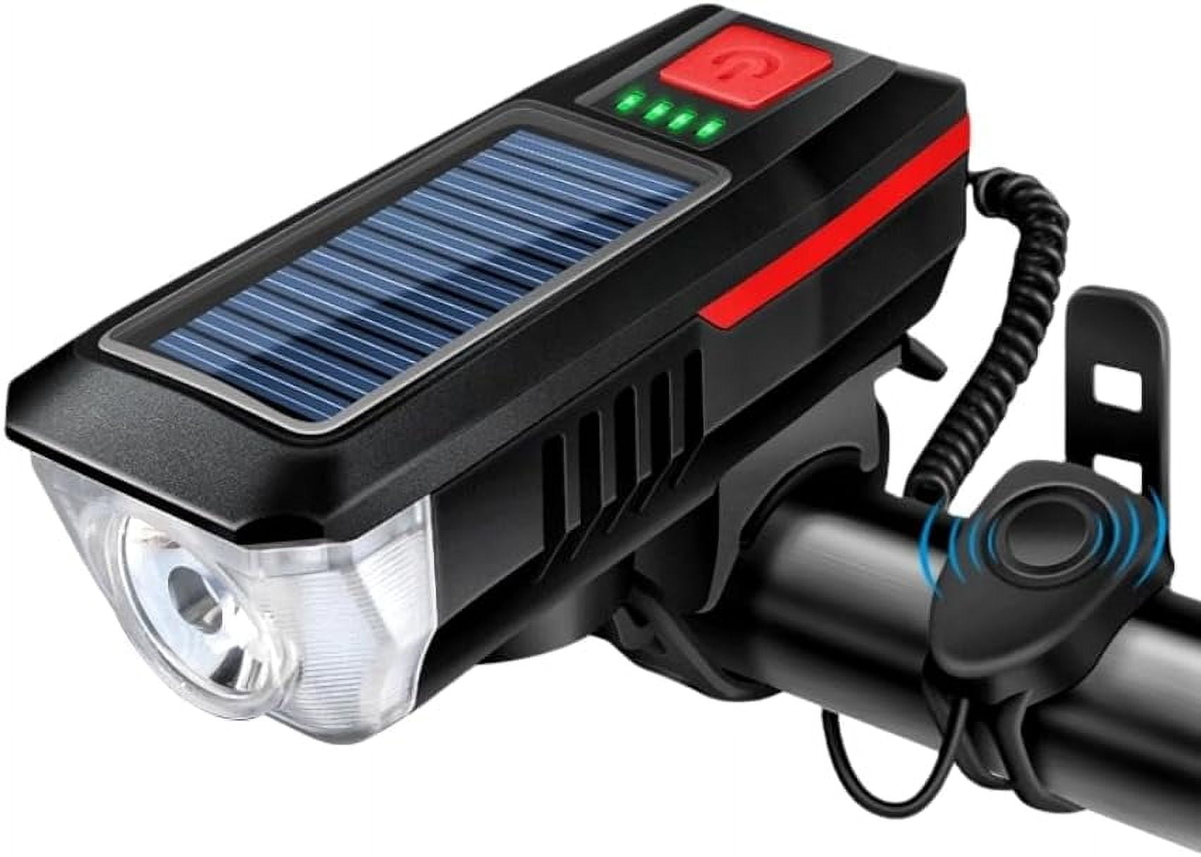 AmzDoer Rechargeable Solar Bike Lights, Night Ultra Bright Bicycle Lights Headlight and Back ...