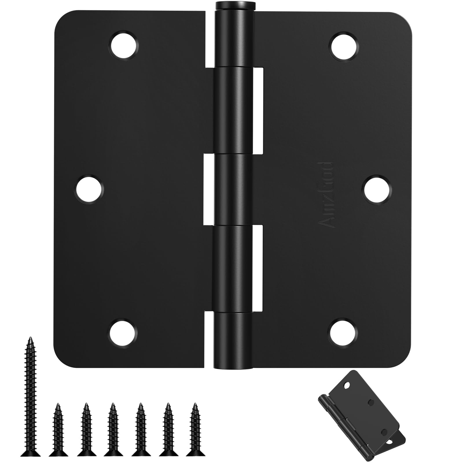 AmzGod Door Hinges Matte Black - 24 Pack Black Door Hinges 3.5 Inch ...
