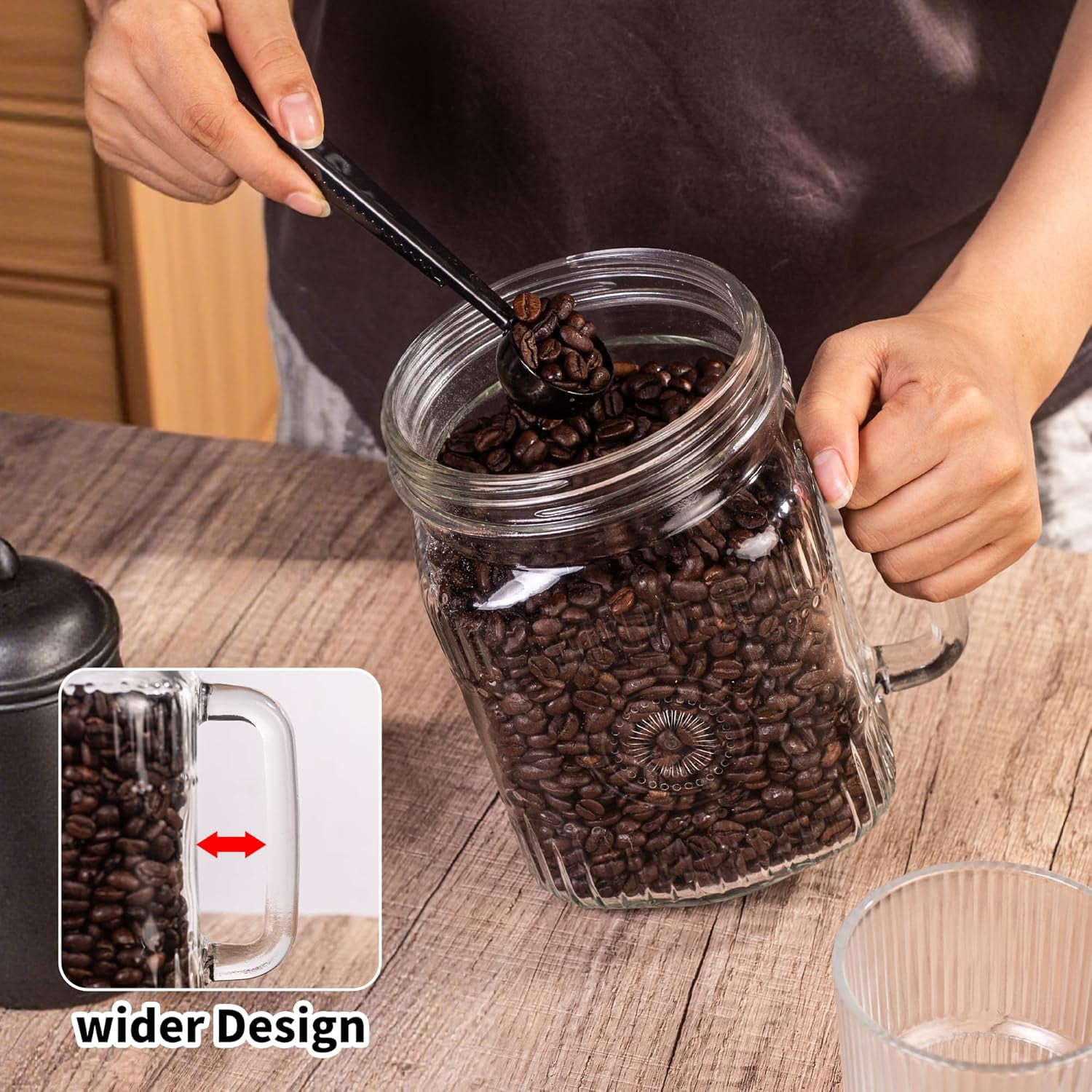 Amzcku 2-Pack 74oz Large Glass Mason Jars - Wide Mouth with Handles ...