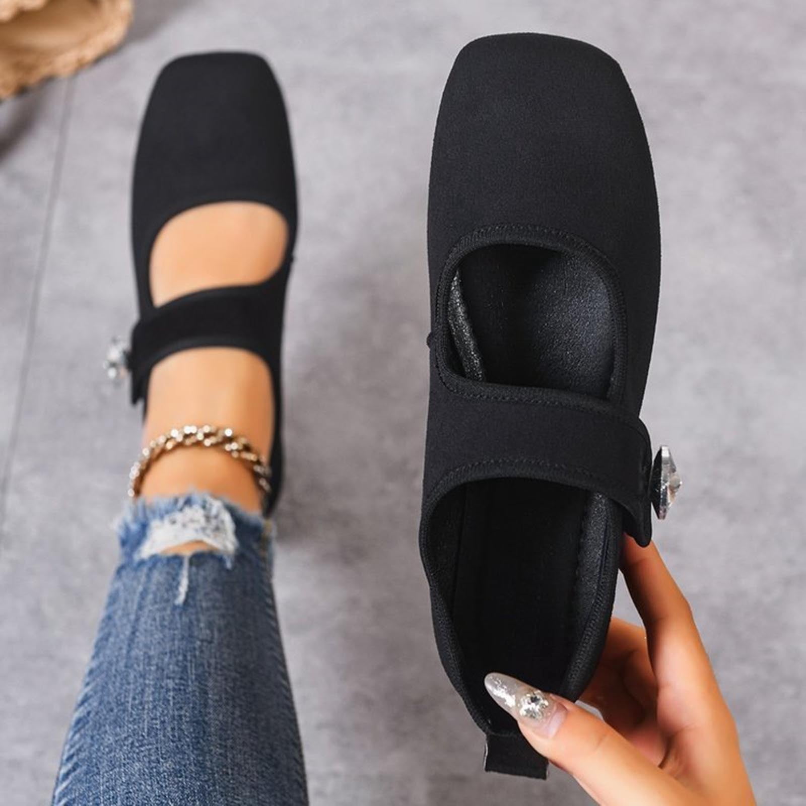 Amzcrzy Ballet Flats Shoes for Women Classic Vintage Mary Jane Dance ...