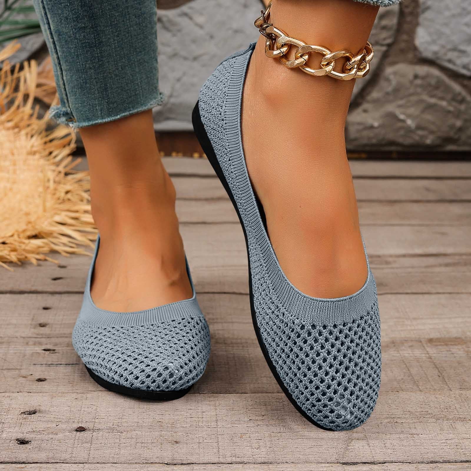 Amzcrzy Ballet Flats for Women Solid Color Soft Slip On Flat Shoes for ...
