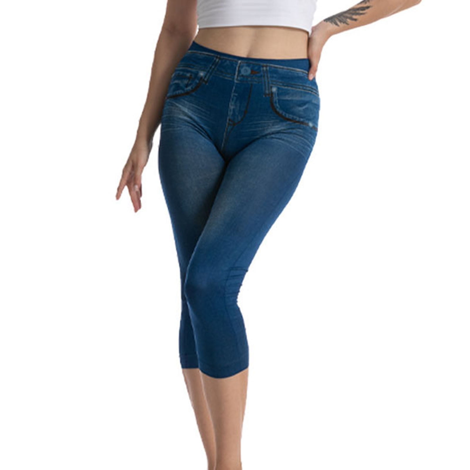 Amzcrzy Capri Jeggings for Women 2026 Stretchy Plus Size Denim Jean ...