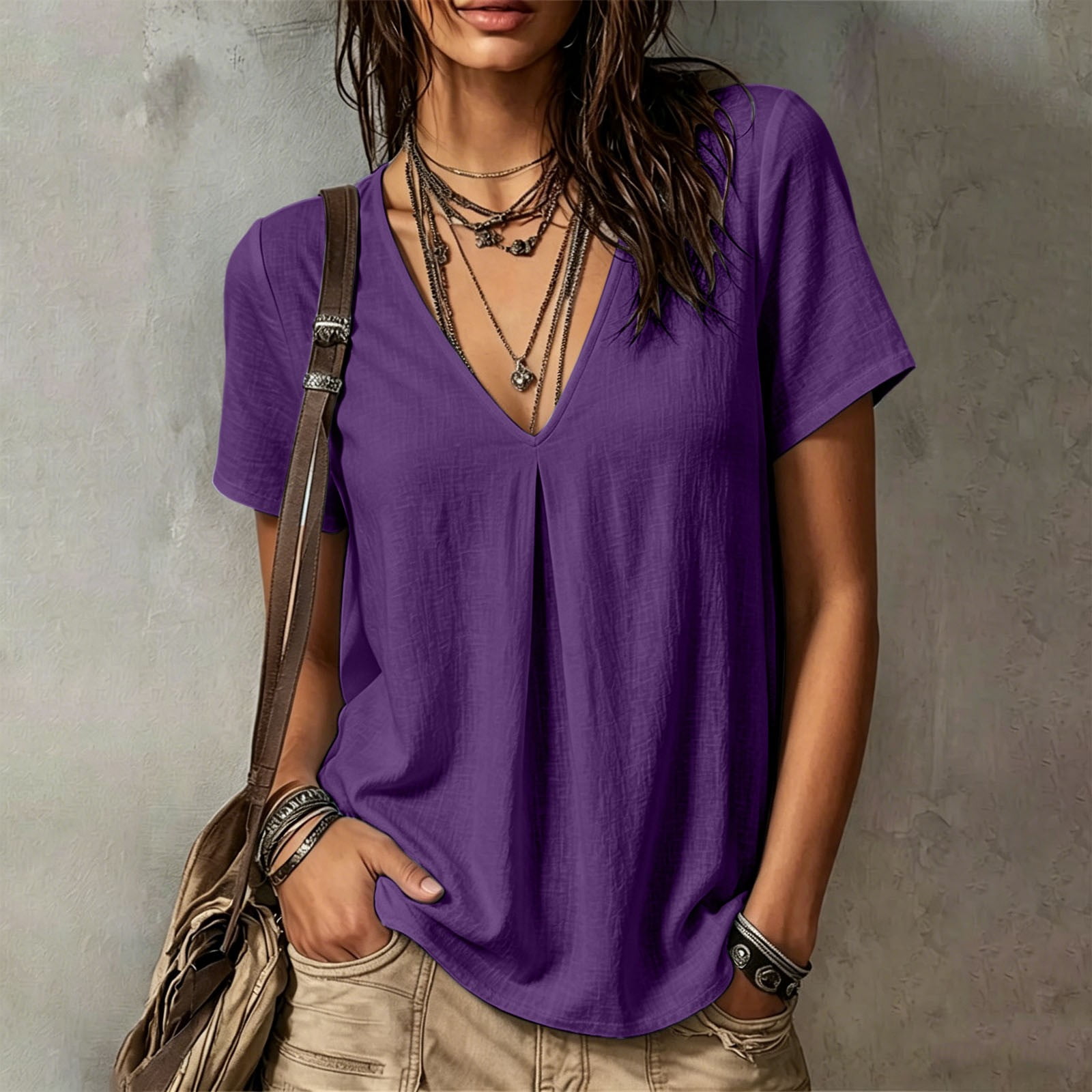 Amzcrzy Cotton Shirts for Women Soft Breathable Short Sleeve Summer ...