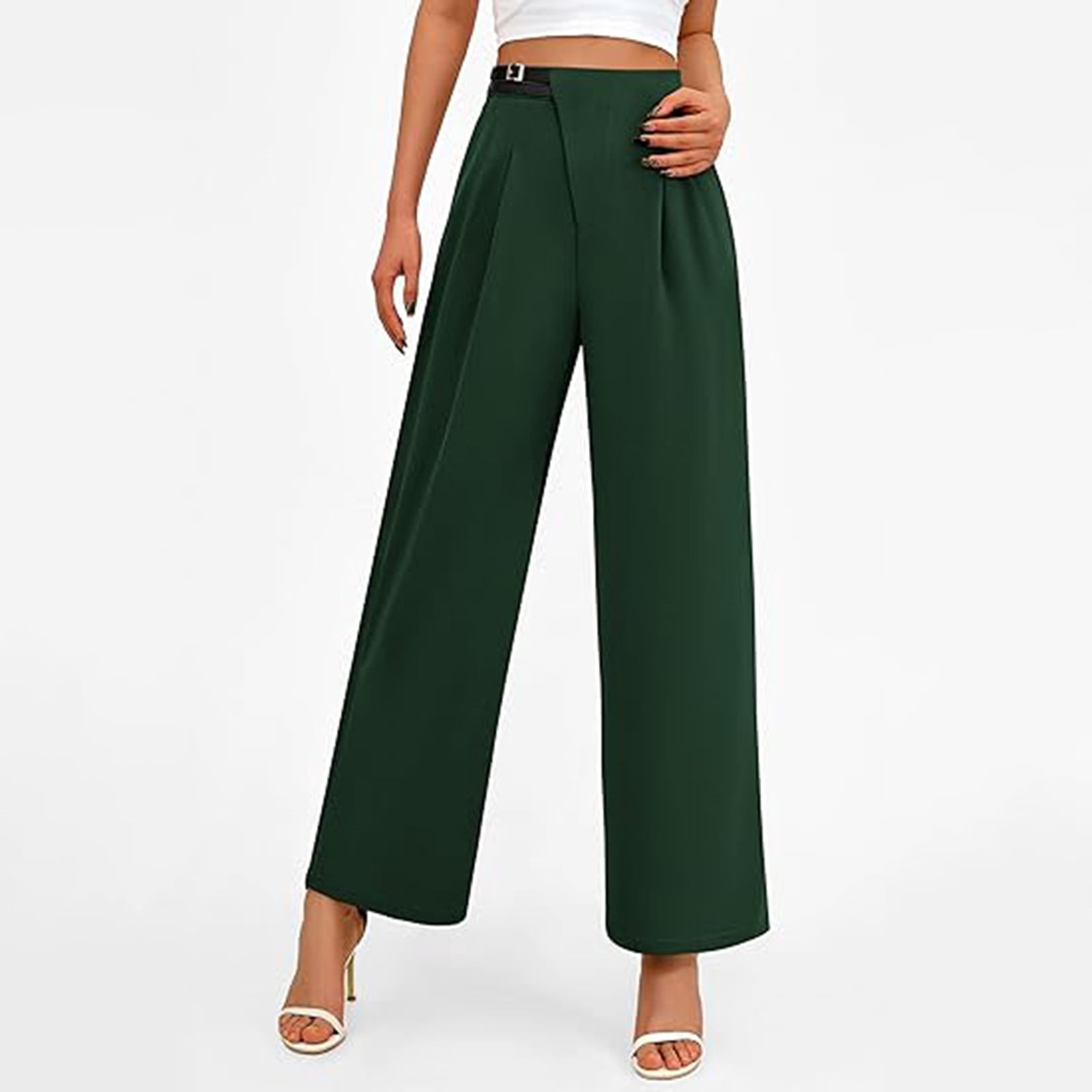Amzcrzy Dress Pants Women High Waisted Wide Leg Work Pants for Women ...