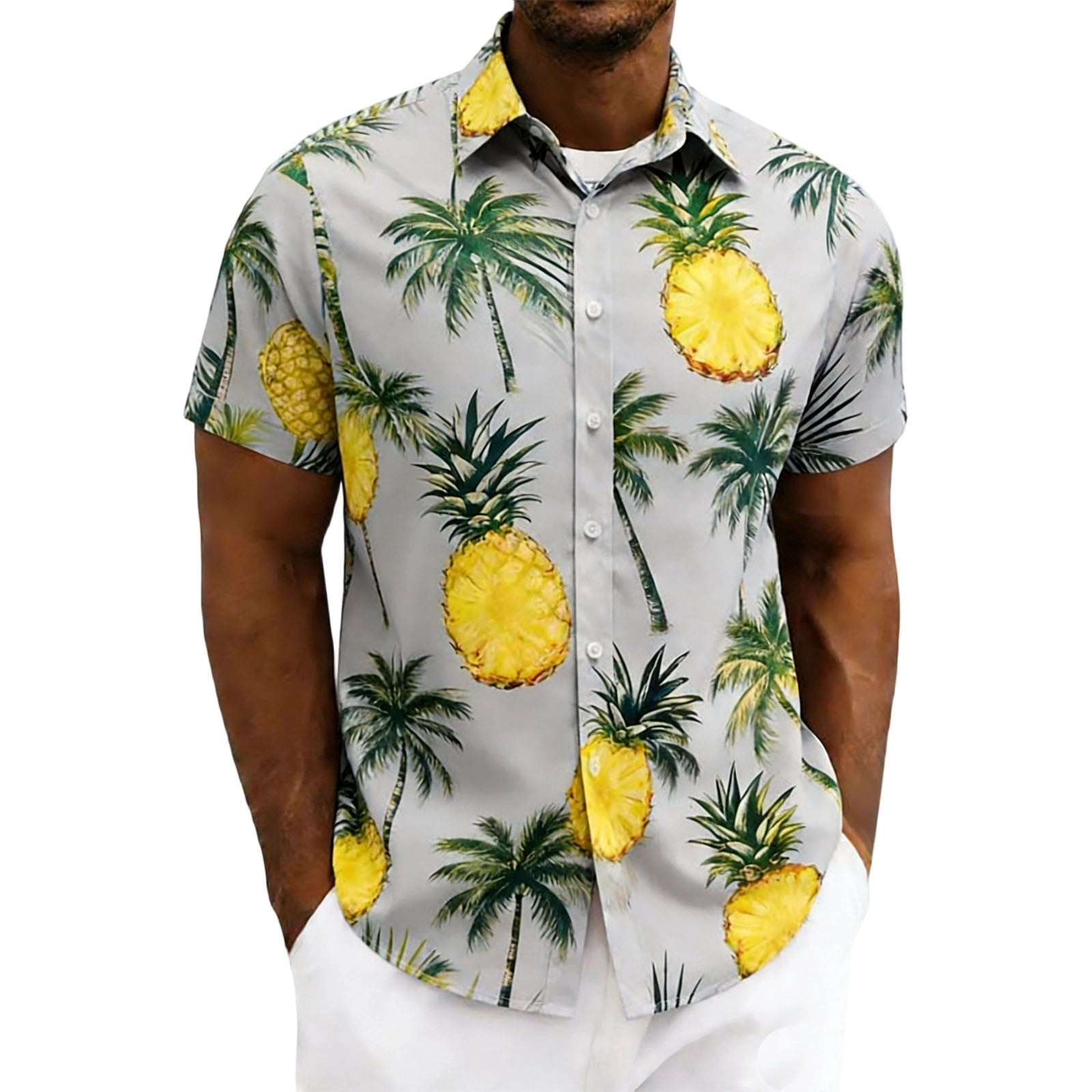 Amzcrzy Hawaiian Shirt for Men Casual Vacation Floral Print Beach Shirt ...