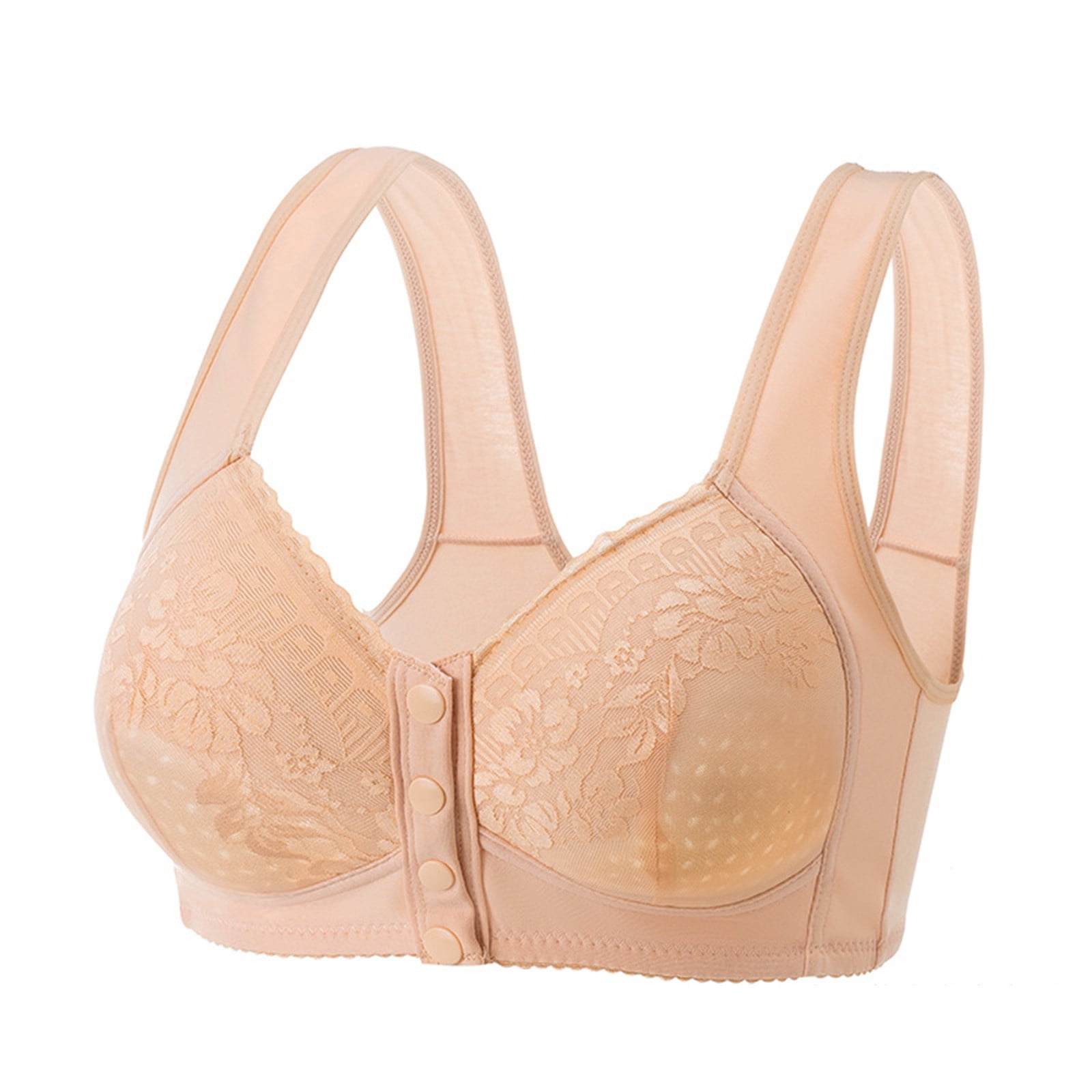 Amzcrzy No Underwire Lace Bras for Women Floral Sponge Cup Front ...