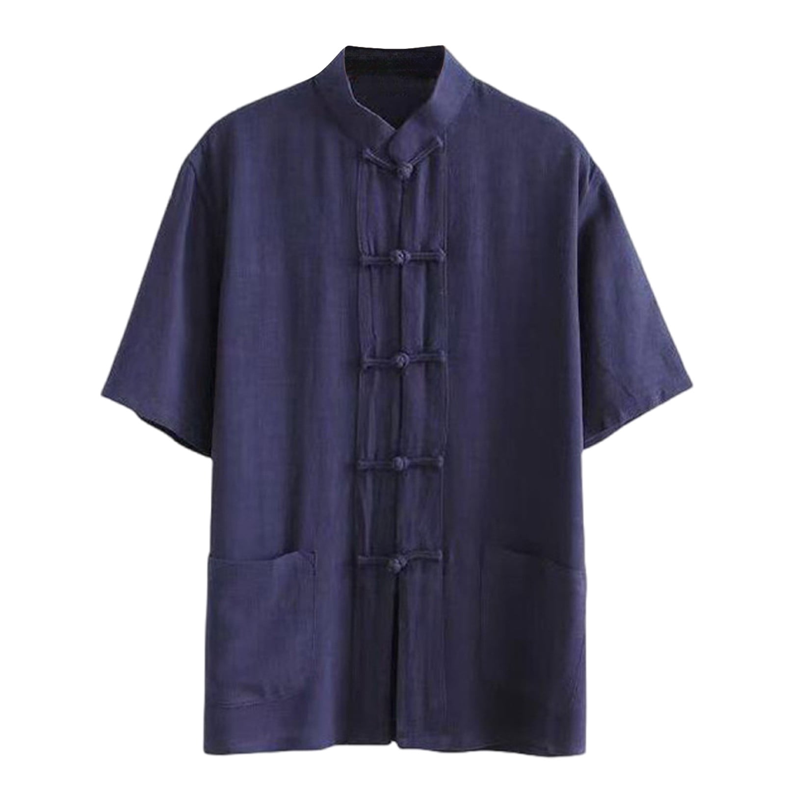 Amzcrzy Plus Size Mens Shirts Chinese Traditional Cotton Linen Mens ...