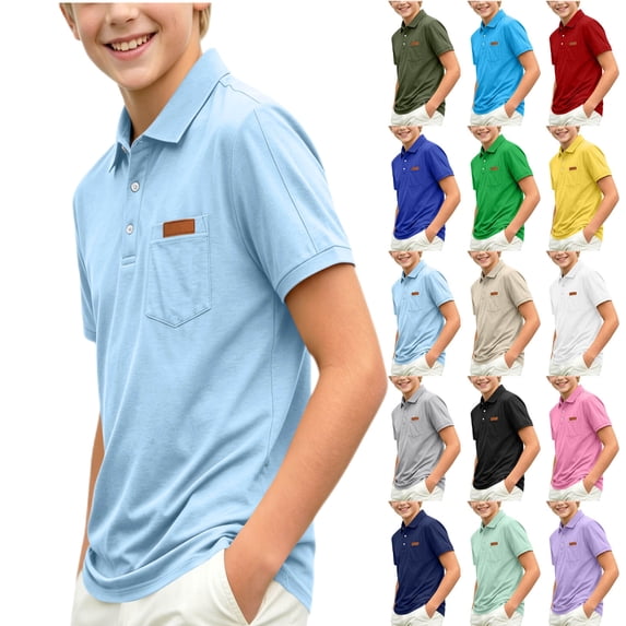 Amzcrzy T Shirts for Boys Girls 2-15 Years Short Sleeve Collared Shirt ...