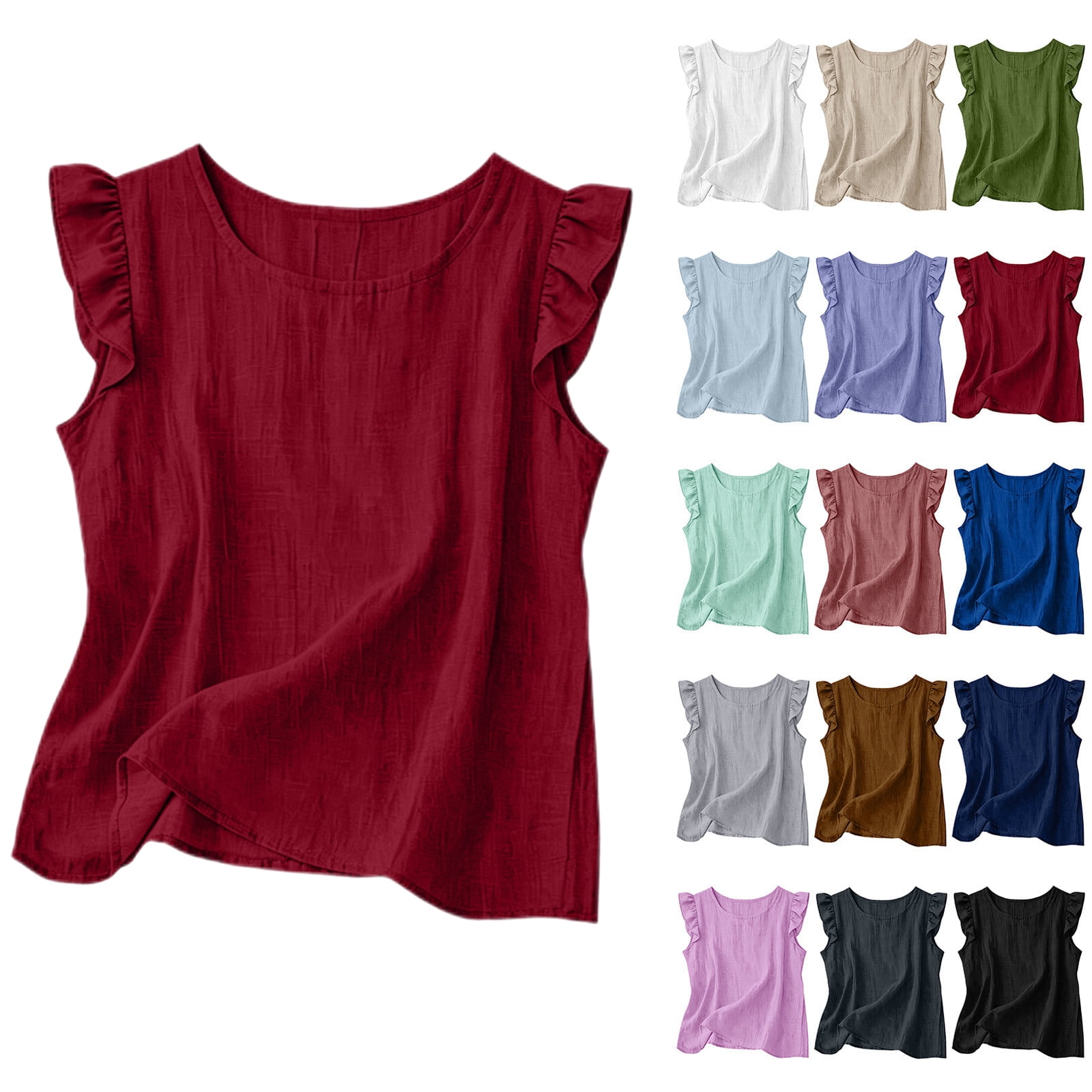 Amzcrzy Tank Tops for Women Solid Color Crew Neck Vest Tops for Women ...