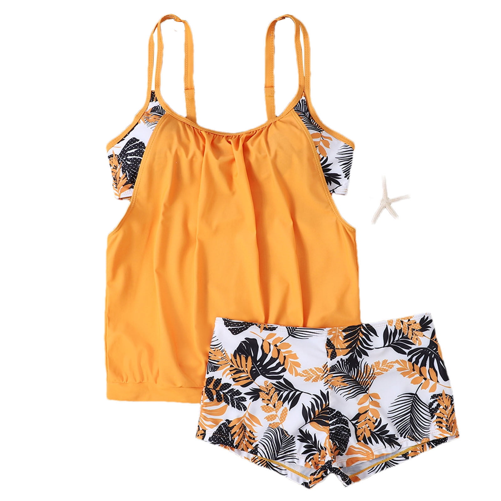 Amzcrzy Tankini Bathing Suits for Women Hawaii Floral Plus Size Tankini ...