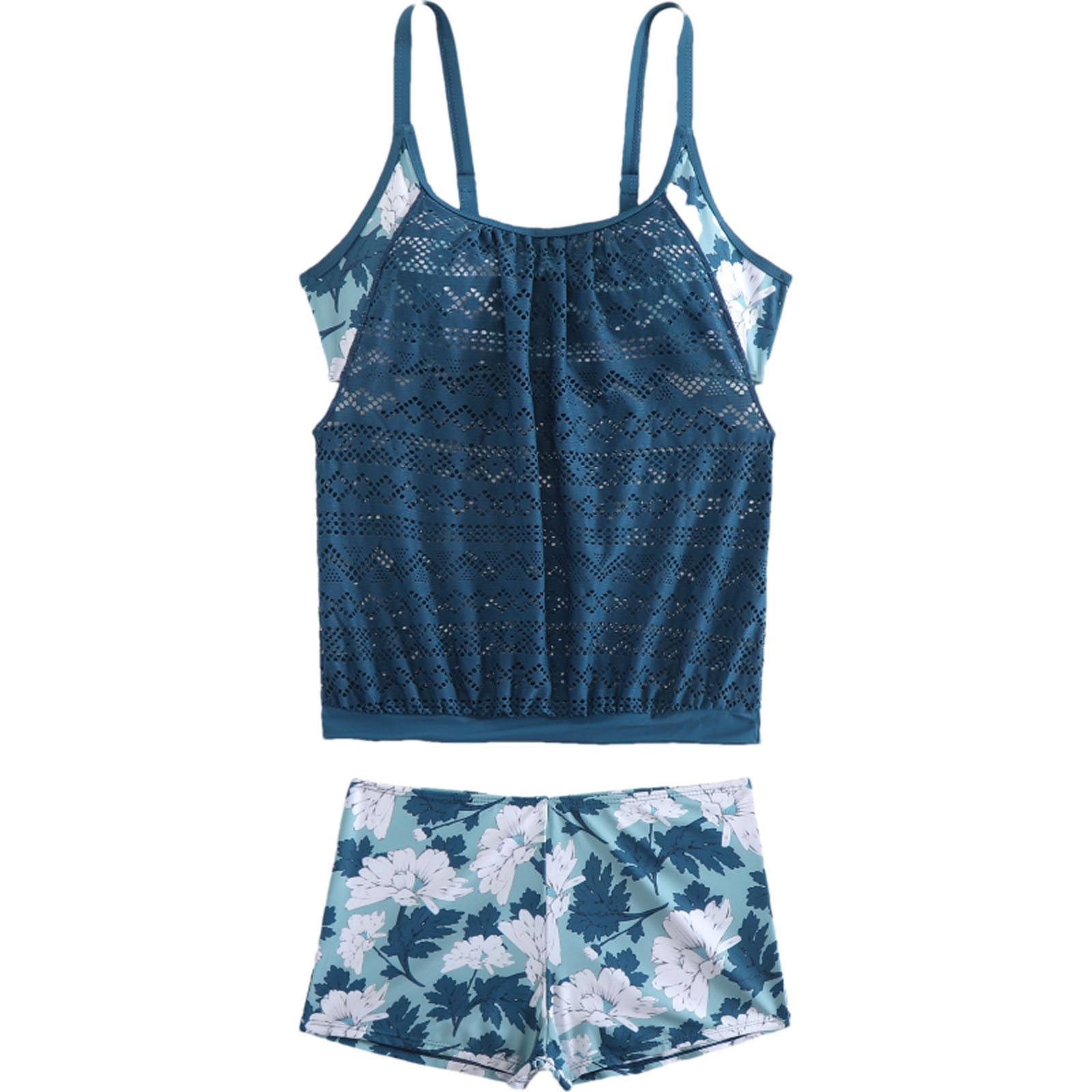 Amzcrzy Tankini Bathing Suits for Women Hawaii Floral Plus Size Tankini ...