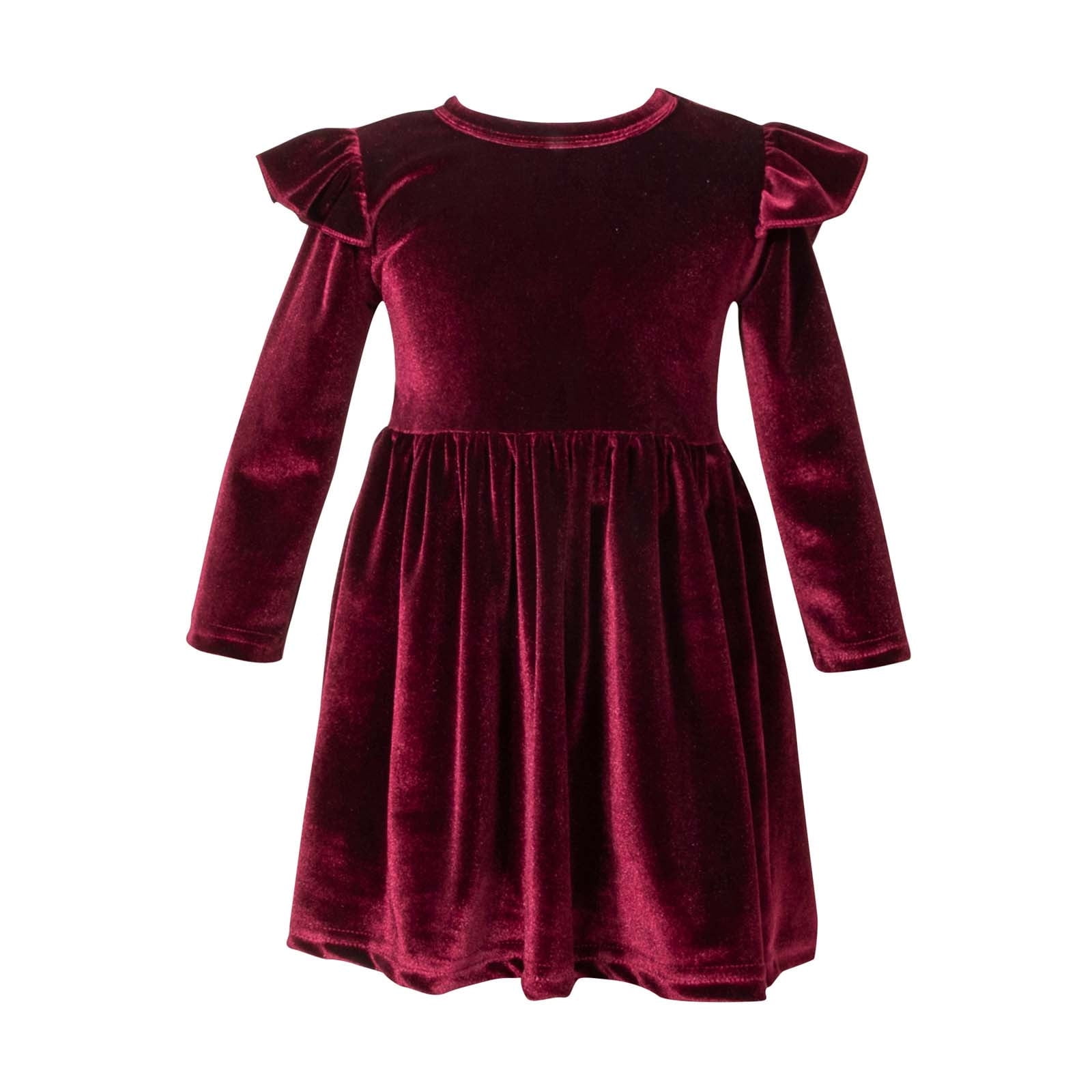 Amzcrzy Toddler Girls Velvet Dress Pageant Party Gown Baby Kids Fall ...