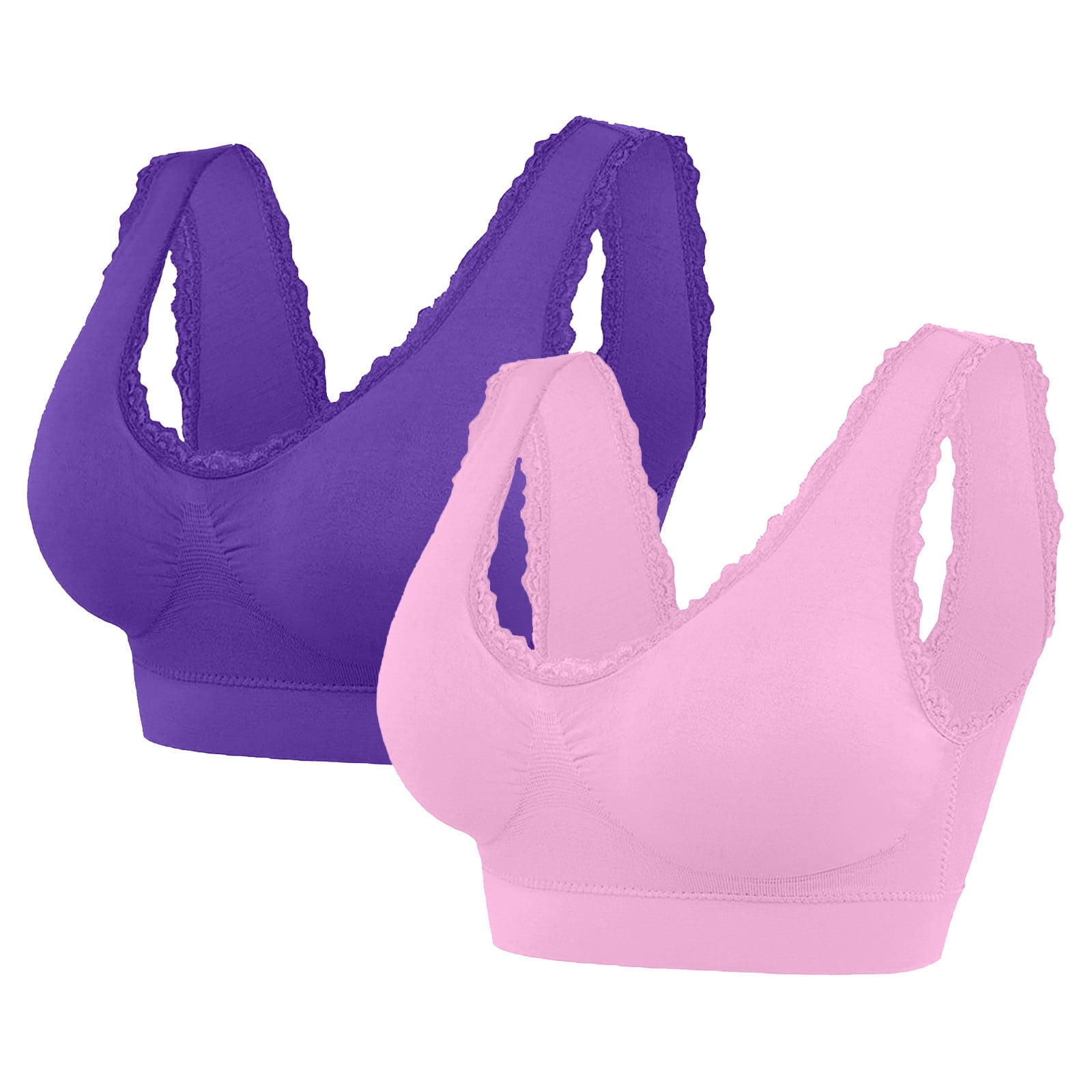 Amzcrzy Women's 2-Pack Plus Size Sports Bras Seamless Wireless Bras ...