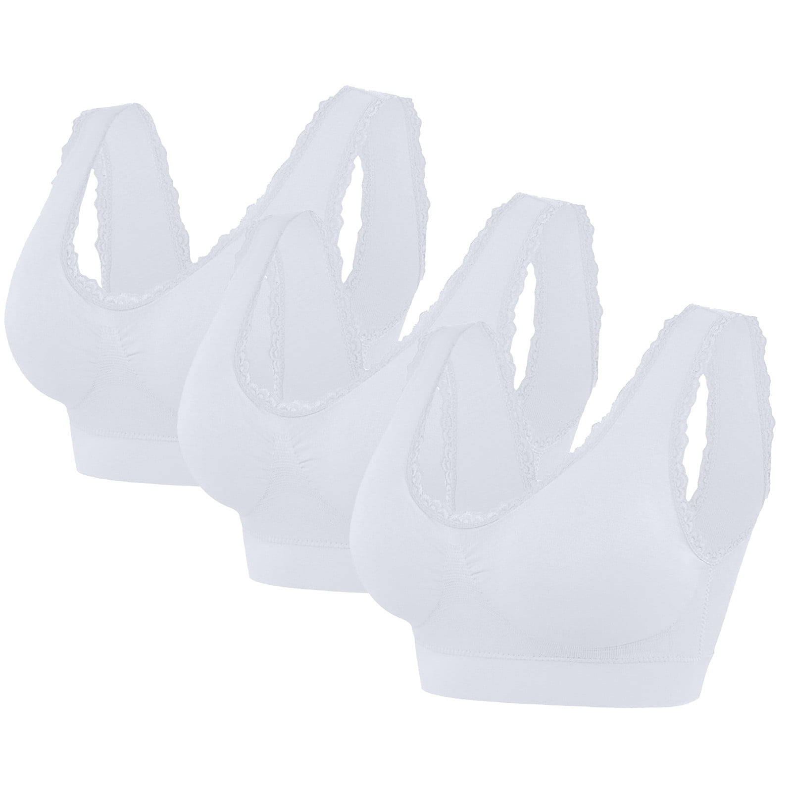 Amzcrzy Women's 3-Pack Plus Size Sports Bras Seamless Wireless Bras ...