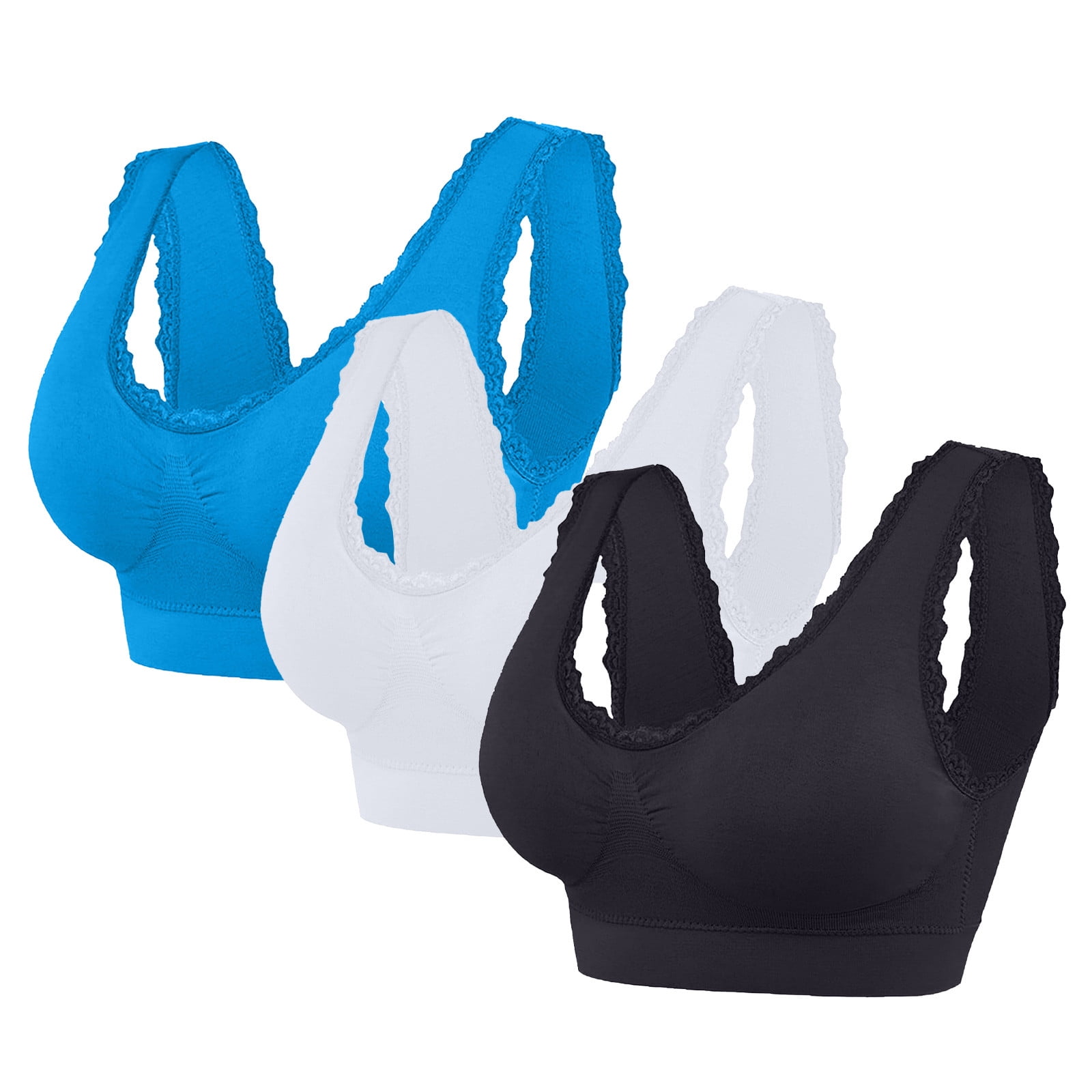 Amzcrzy Women's 3-Pack Plus Size Sports Bras Seamless Wireless Bras ...