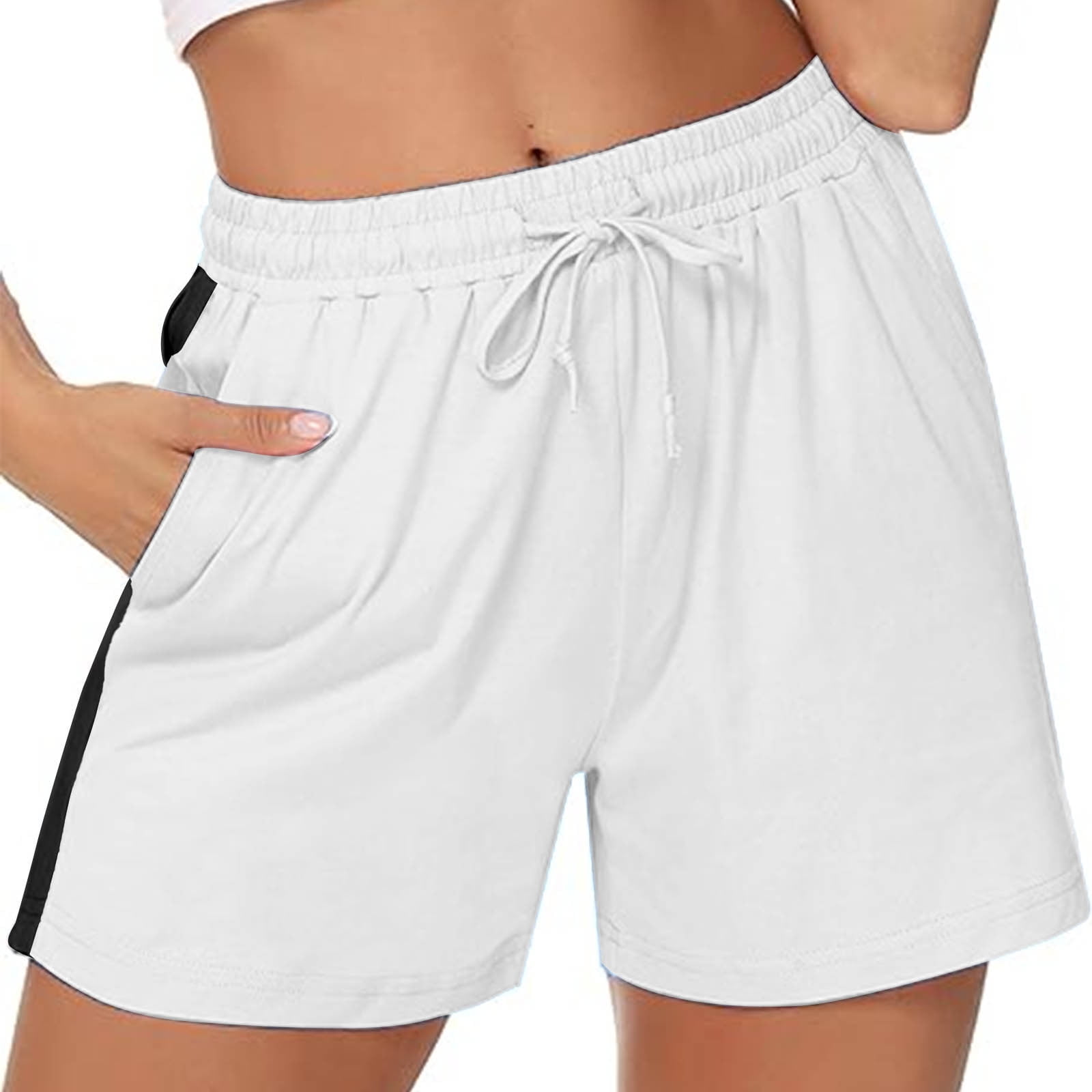 Amzcrzy Women's Loose-Fit Workout Shorts with Side Pockets - Elastic ...