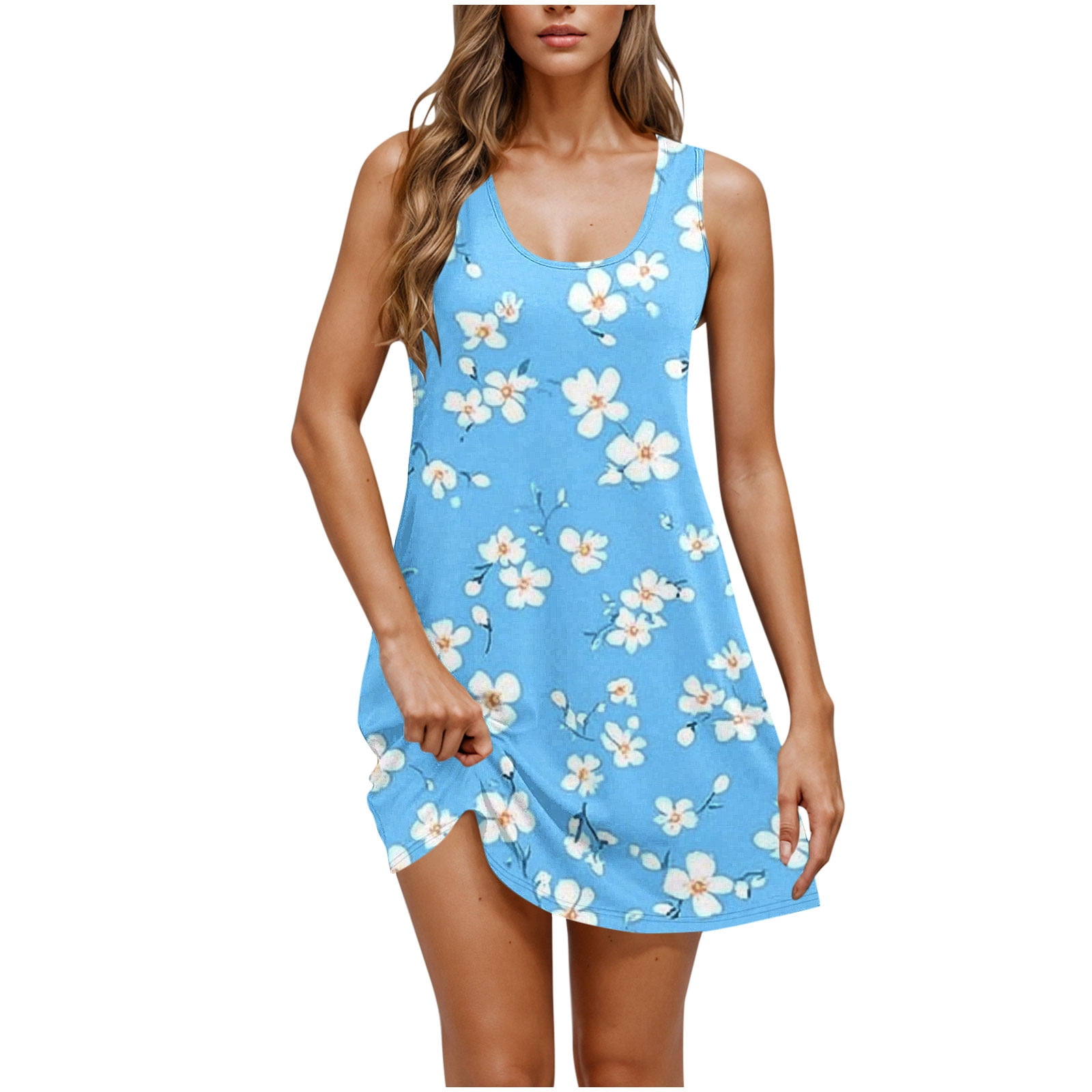 Amzcrzy Women's Summer Dresses for Beach Vacation Trendy Floral Tank ...