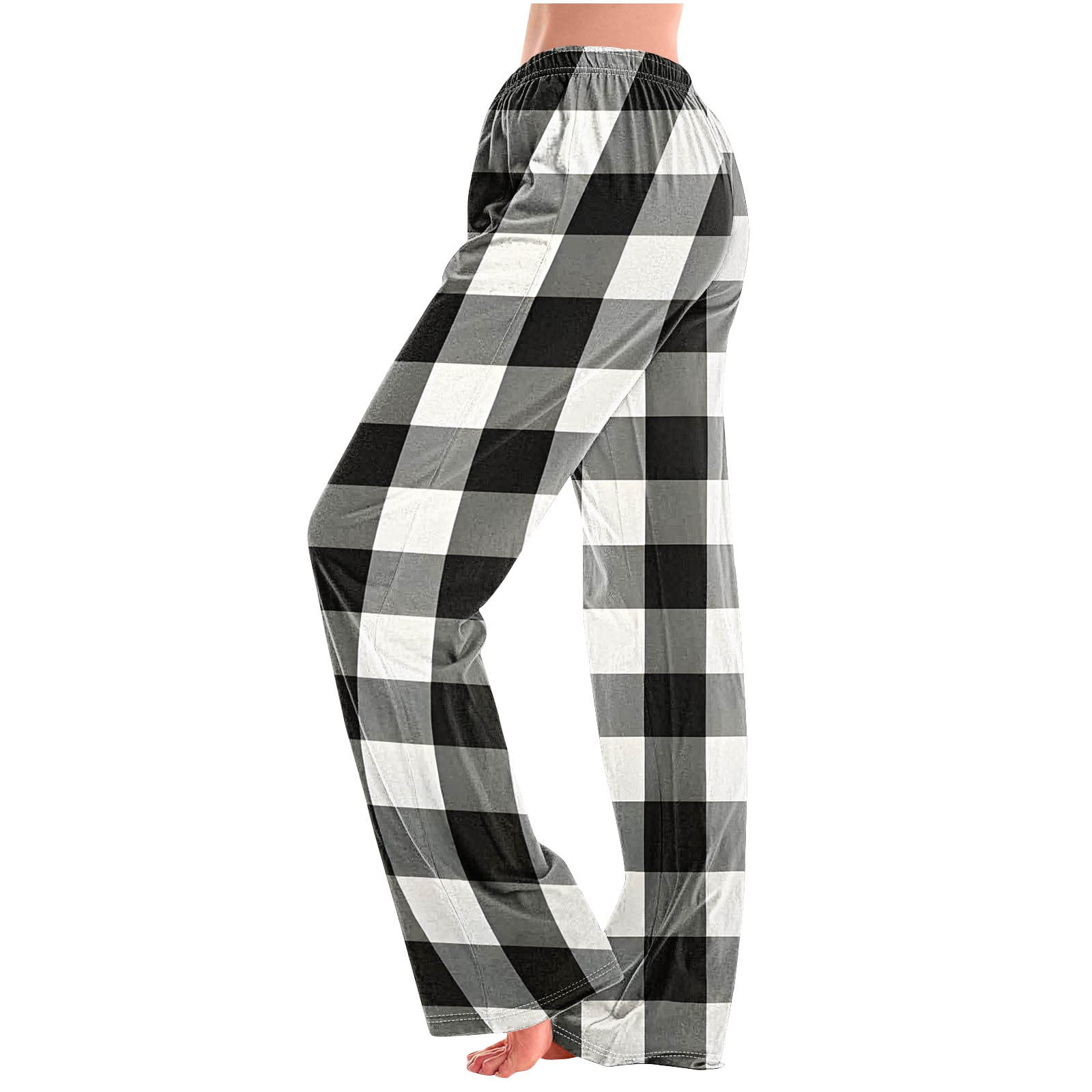 Amzcrzy Womens Wide Leg Lounge Pants Plus Size Plaid Comfy Pajama Pants ...