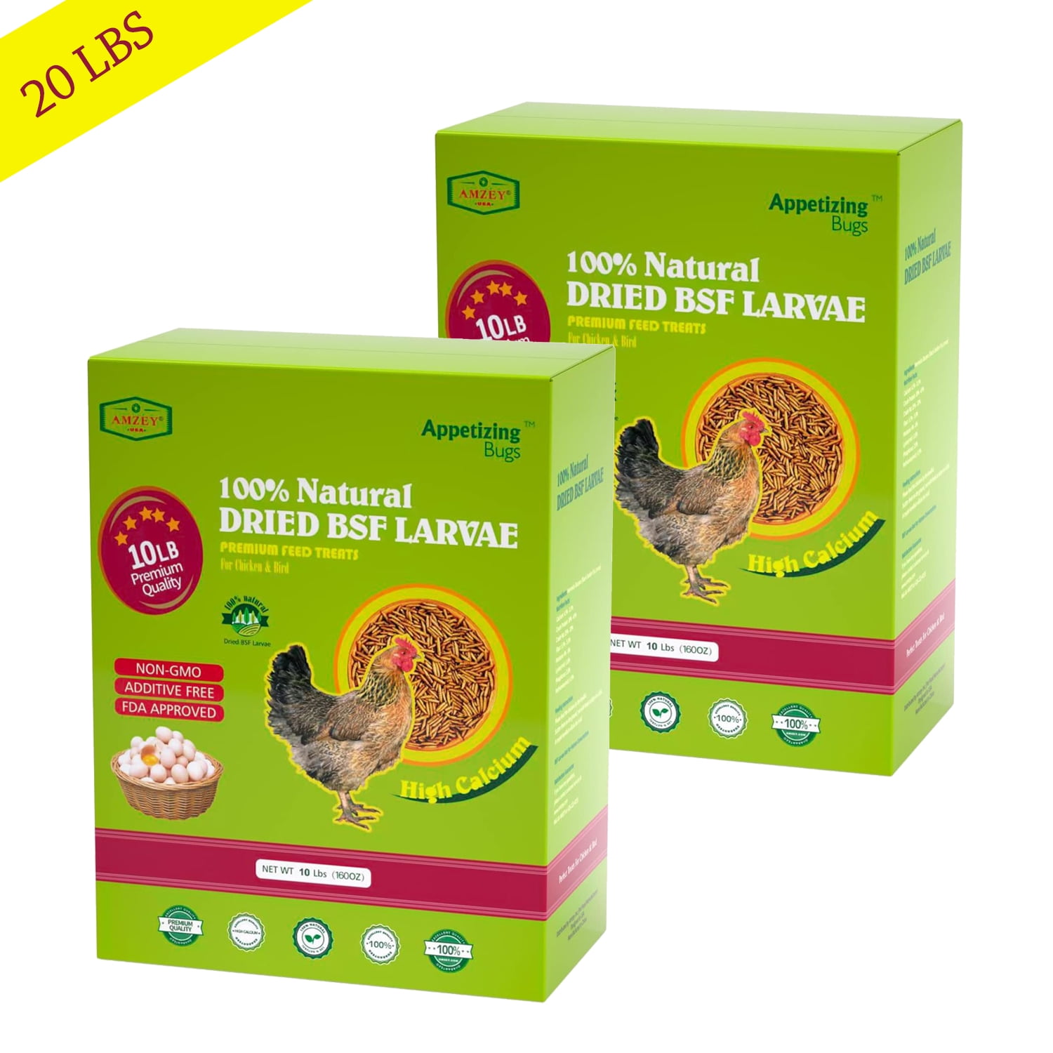 Amzey 2 Pack 10 lbs Non- GMO Dried Black Soldier Fly Larvae, BSF Larvae ...