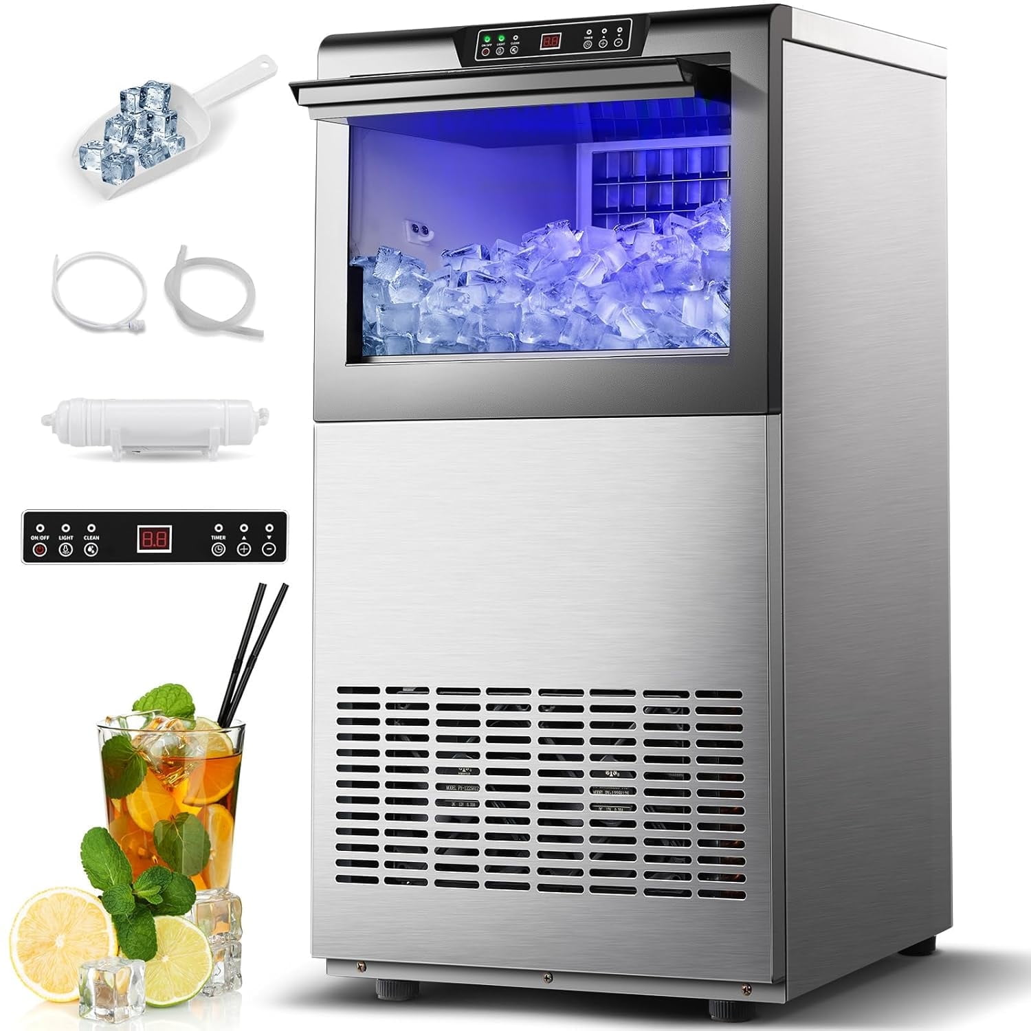Amzgachfktch Ice Maker Machine 150Lbs/24H Ice Cubes with 35Lbs Capacity ...