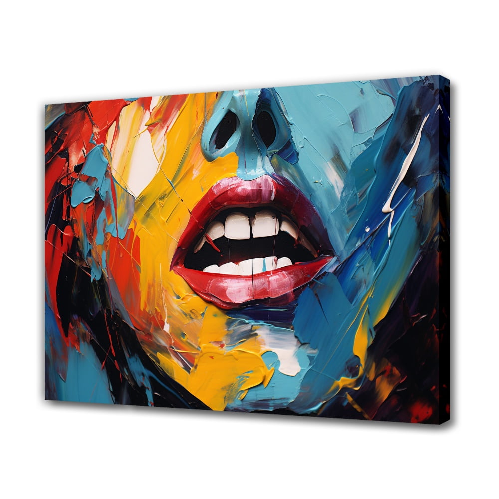 An Abstract Female Face With a Prominent Open Mouth Poster Decorative ...