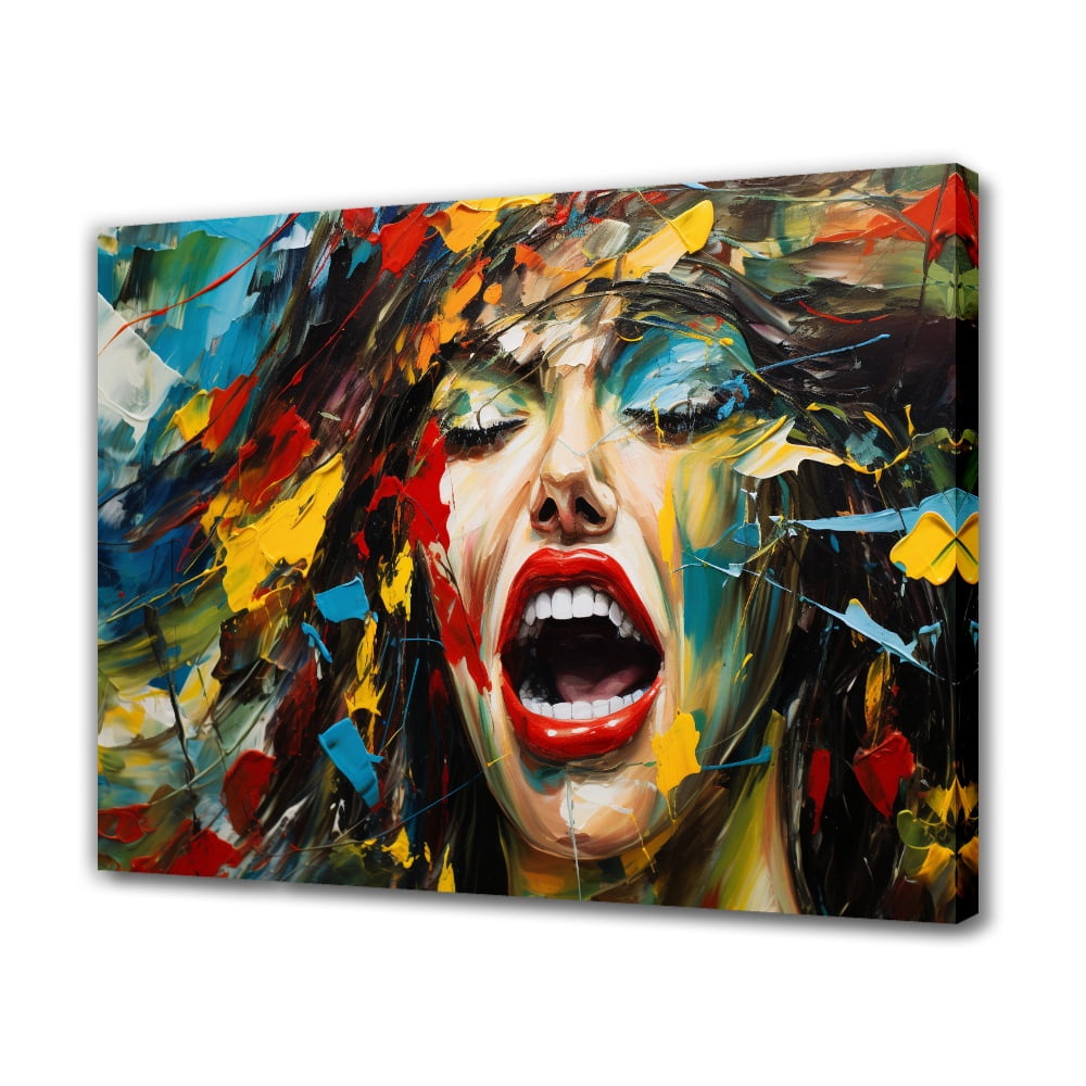 An Abstract Portrayal Of a Woman's Face With An Open Mouth Poster ...
