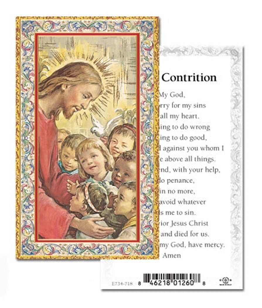 An Act of Contrition Gold-Stamped Catholic Prayer Holy Card with Prayer ...