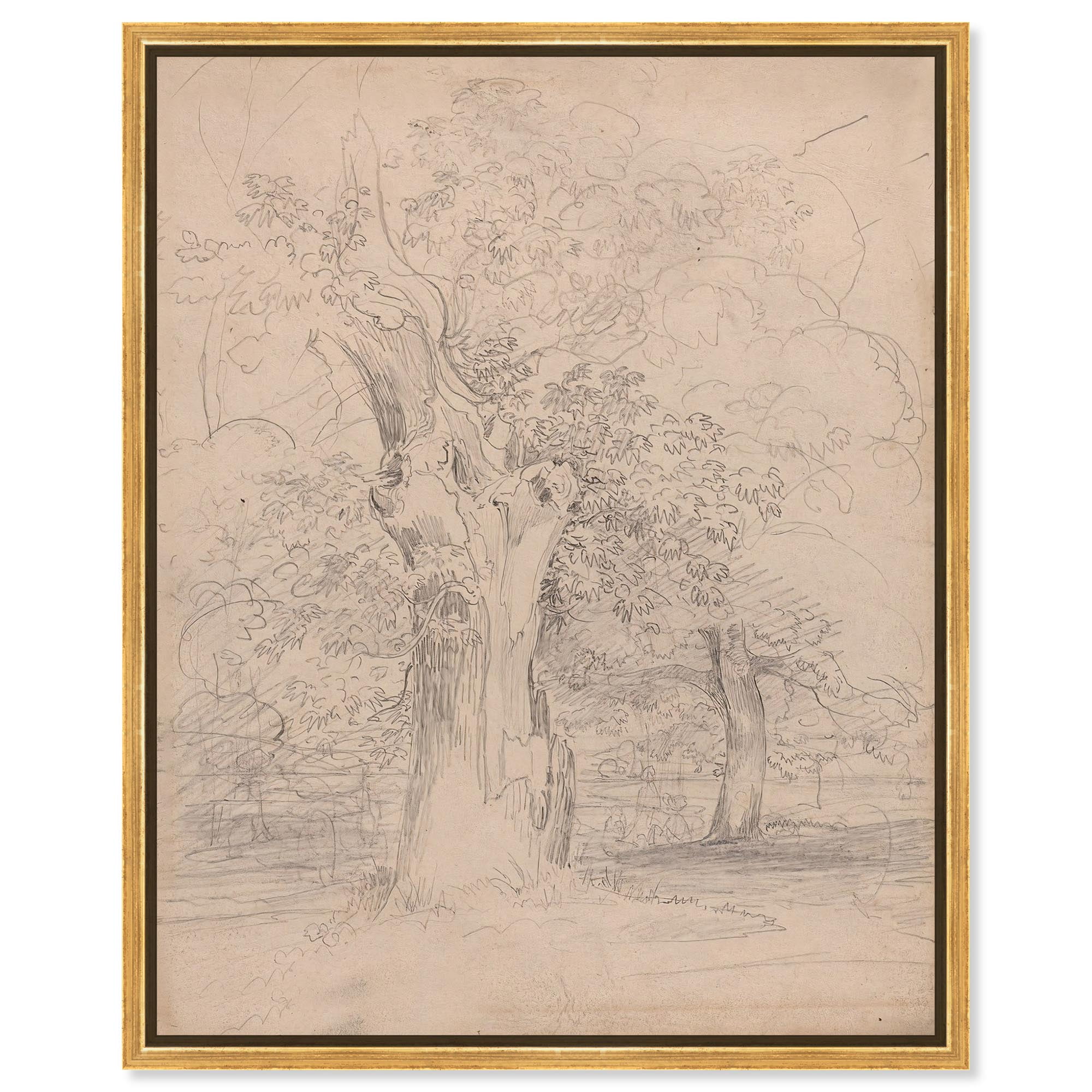 An Ancient Tree with Figures Canvas Classic Sketches by Art Remedy ...